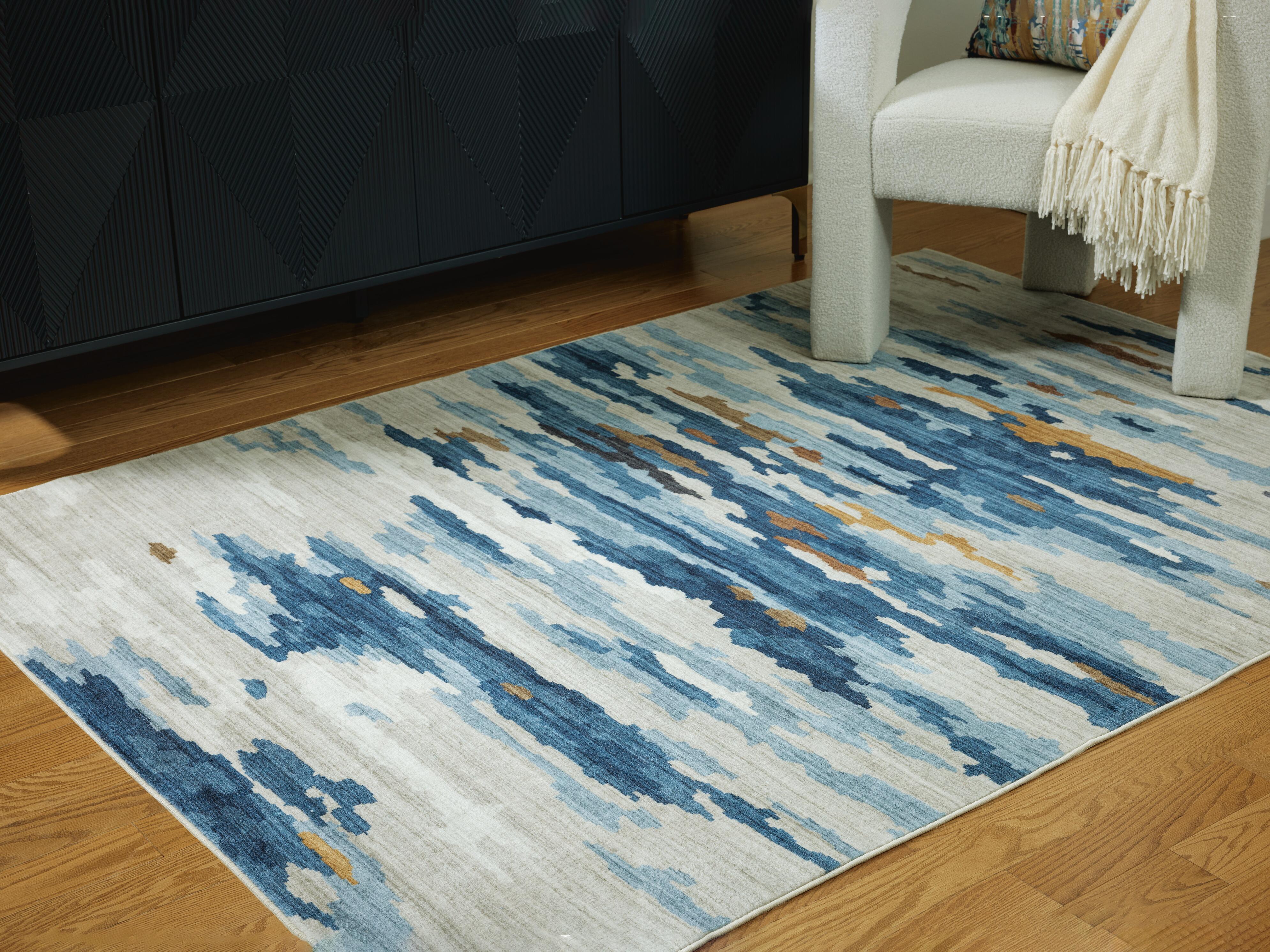 Click here for Vinlett 5 x 7 Washable Rug  Cream/Blue/Brown prices