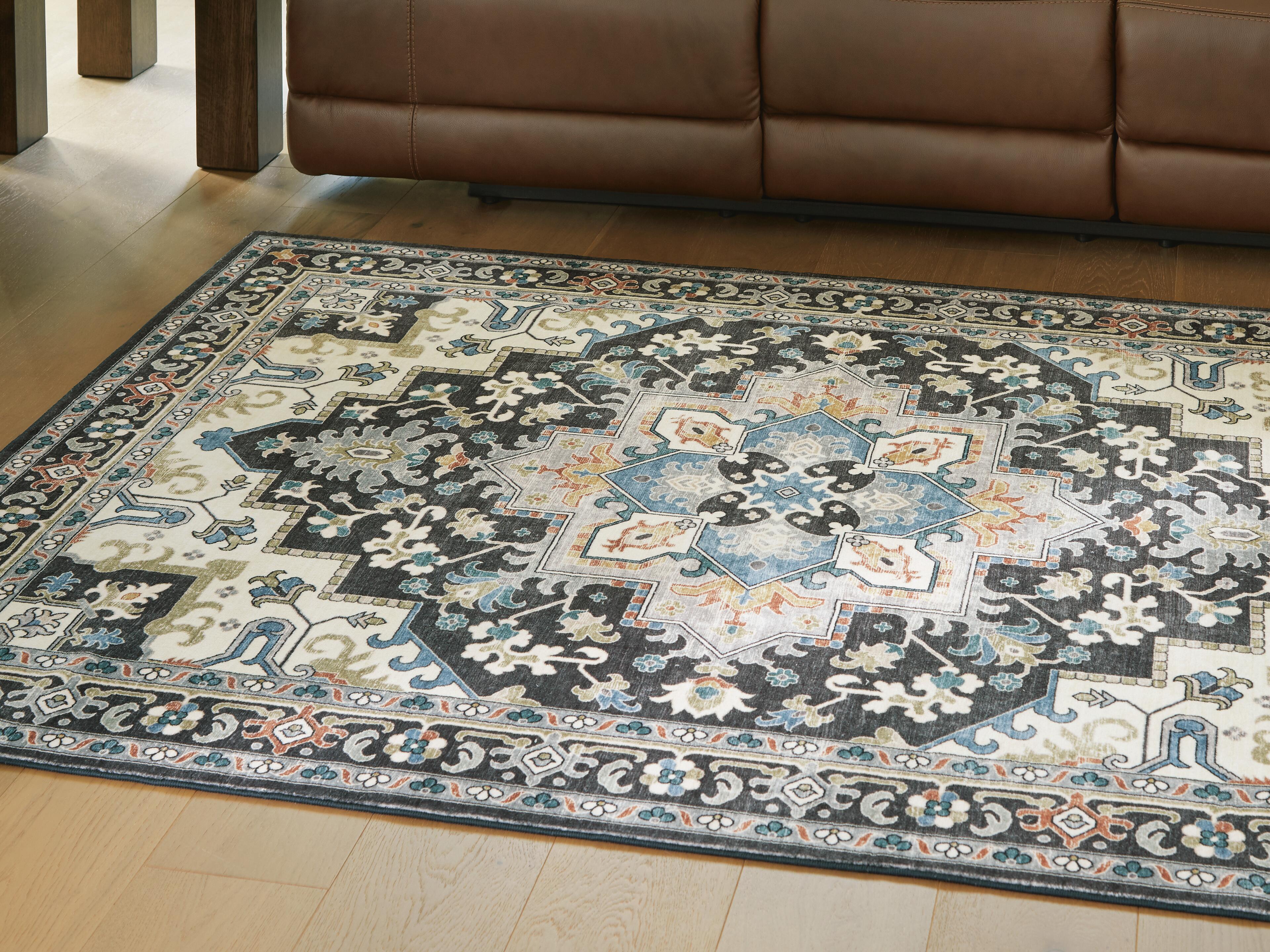 Click here for Leningston 5 x 7 Washable Rug  Black/Cream/Blue prices