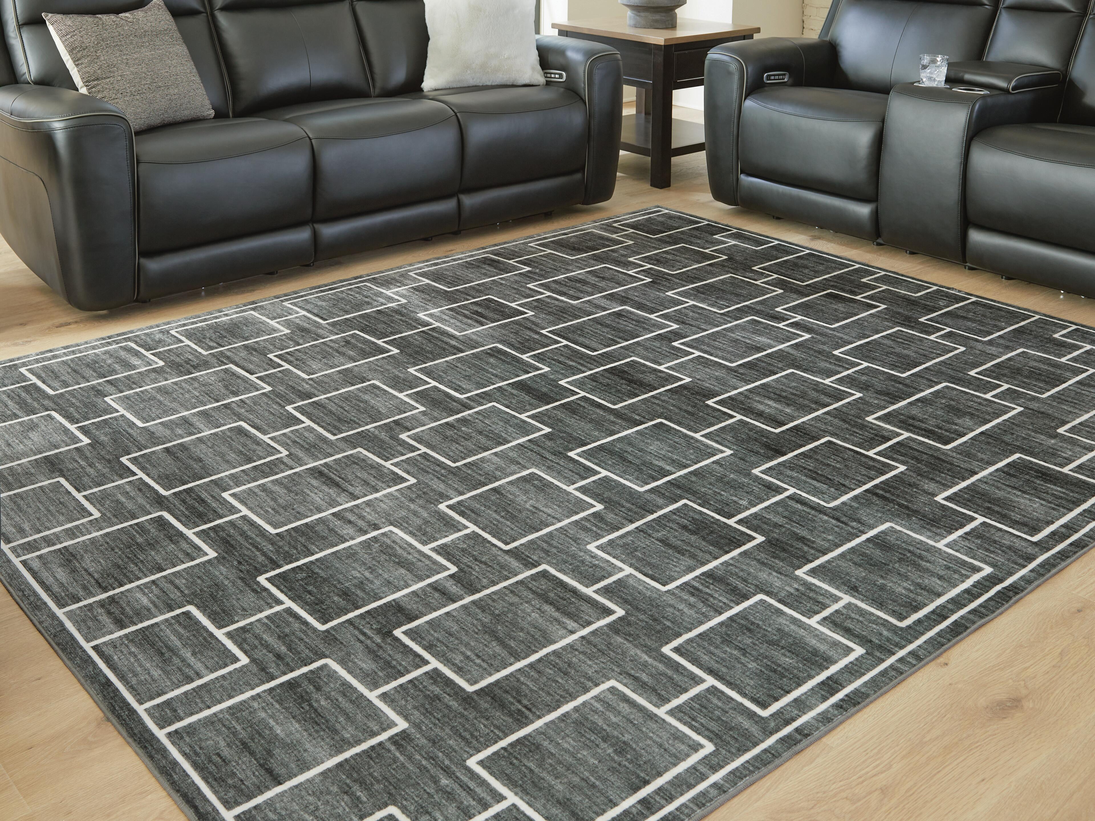 Click here for Elderland Washable 76 x 96 Area Rug  Black/Gray prices