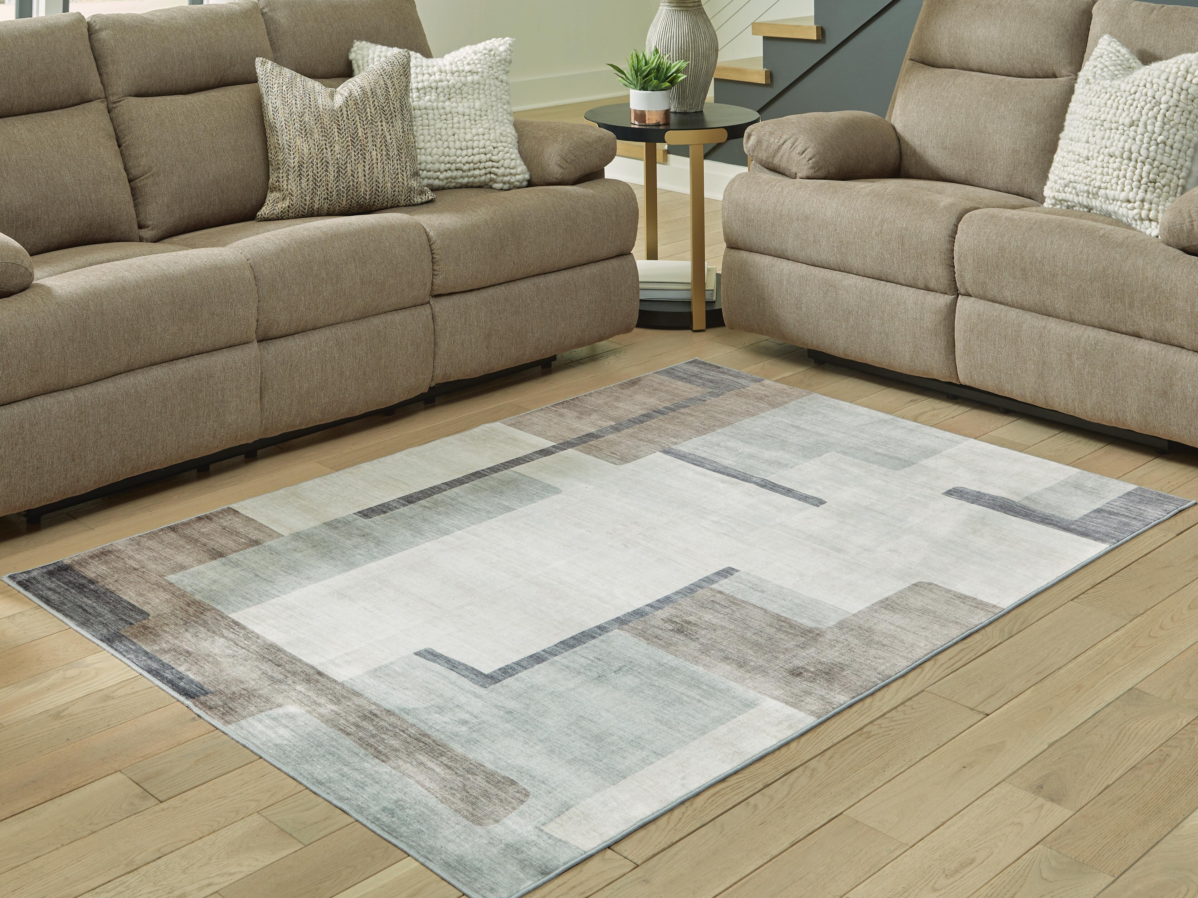 Click here for Larkport Washable 5 x 7 Area Rug  Cream/Brown/Gray prices