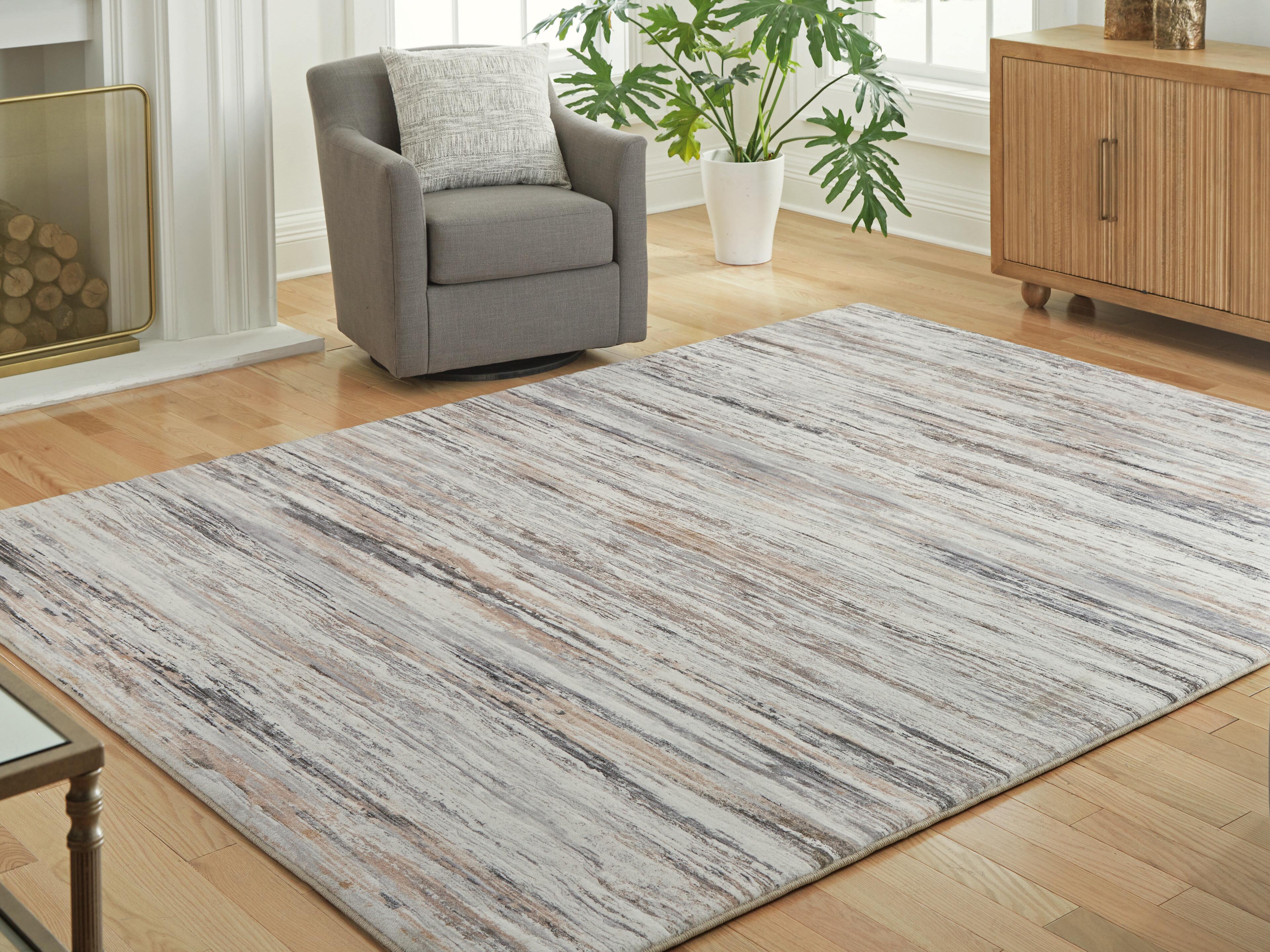 Click here for Nace 76 X 96 Memory Foam Area Rug  Gray/Brown/Whit... prices