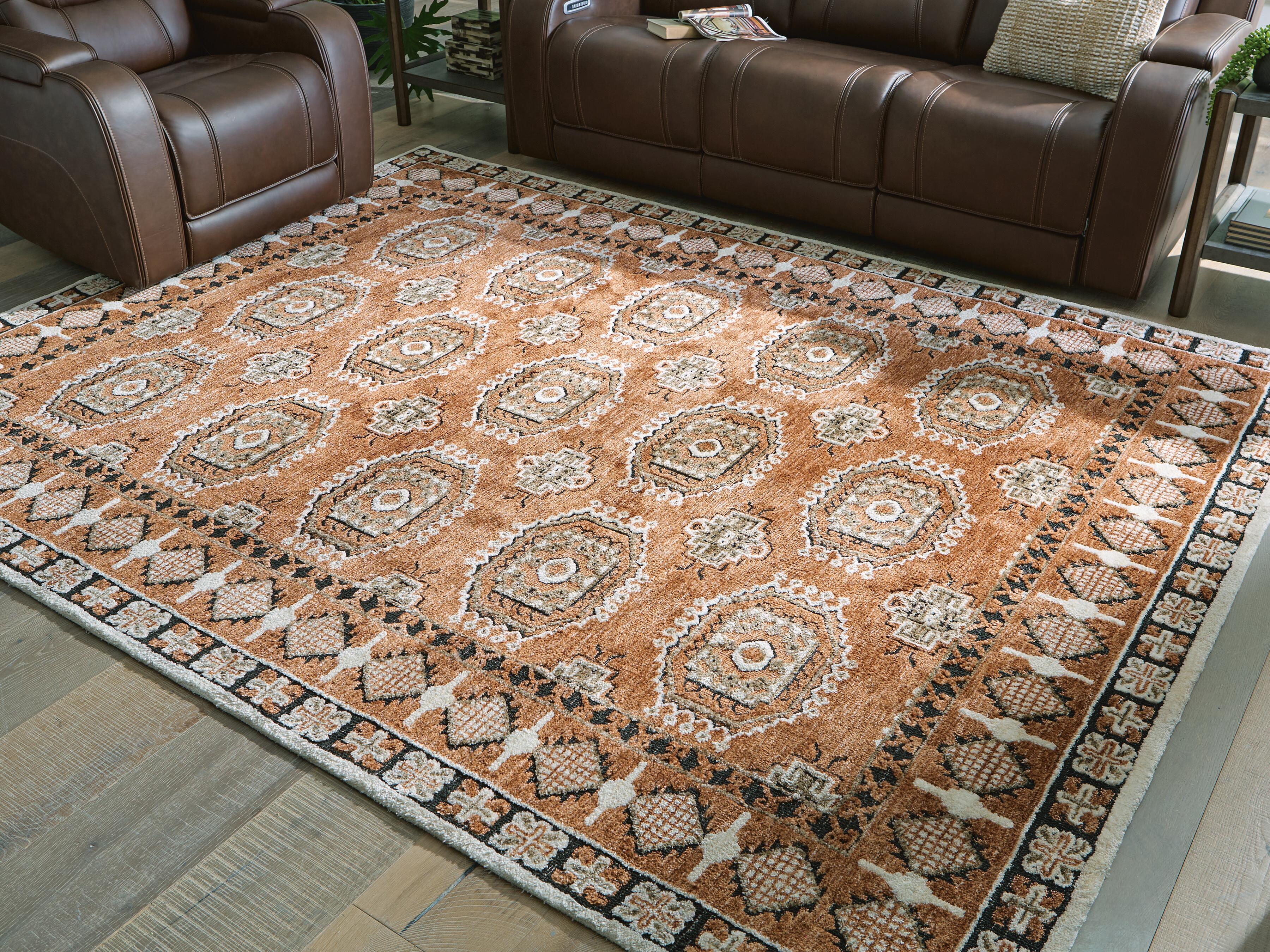 Click here for Qaabiz 78 x 10 Area Rug  Sienna/Ivory/Black prices