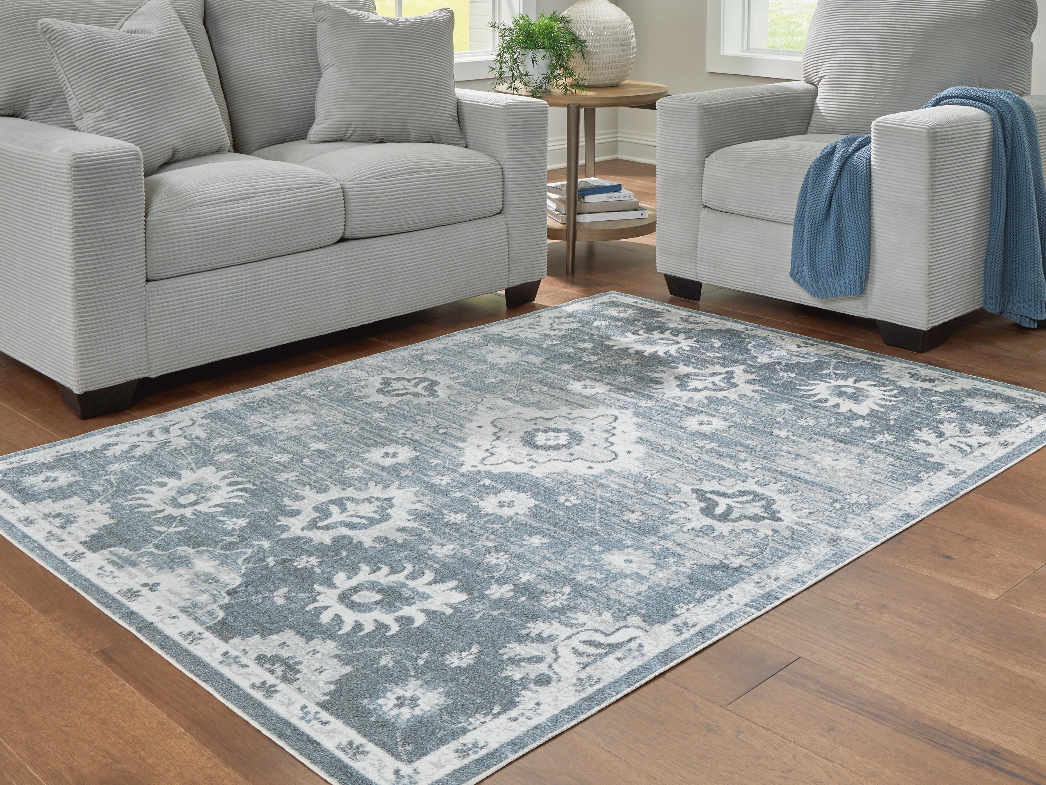 Click here for Avanworths Washable 53 x 7 Area Rug  Blue/Gray/Ivo... prices