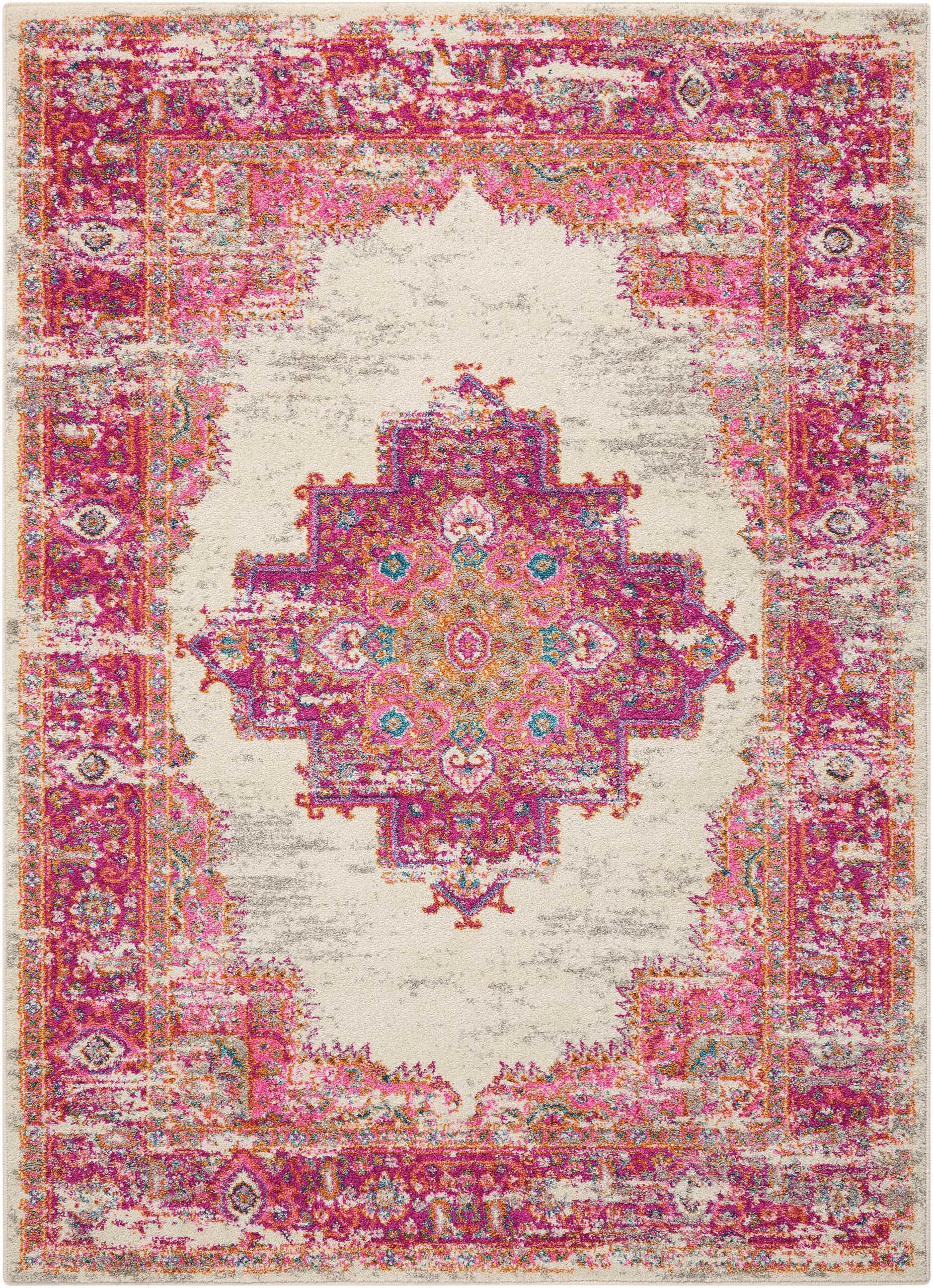 Click here for Nourison Home Passion 53 x 73 Ivory/Fuchsia Bohemi... prices