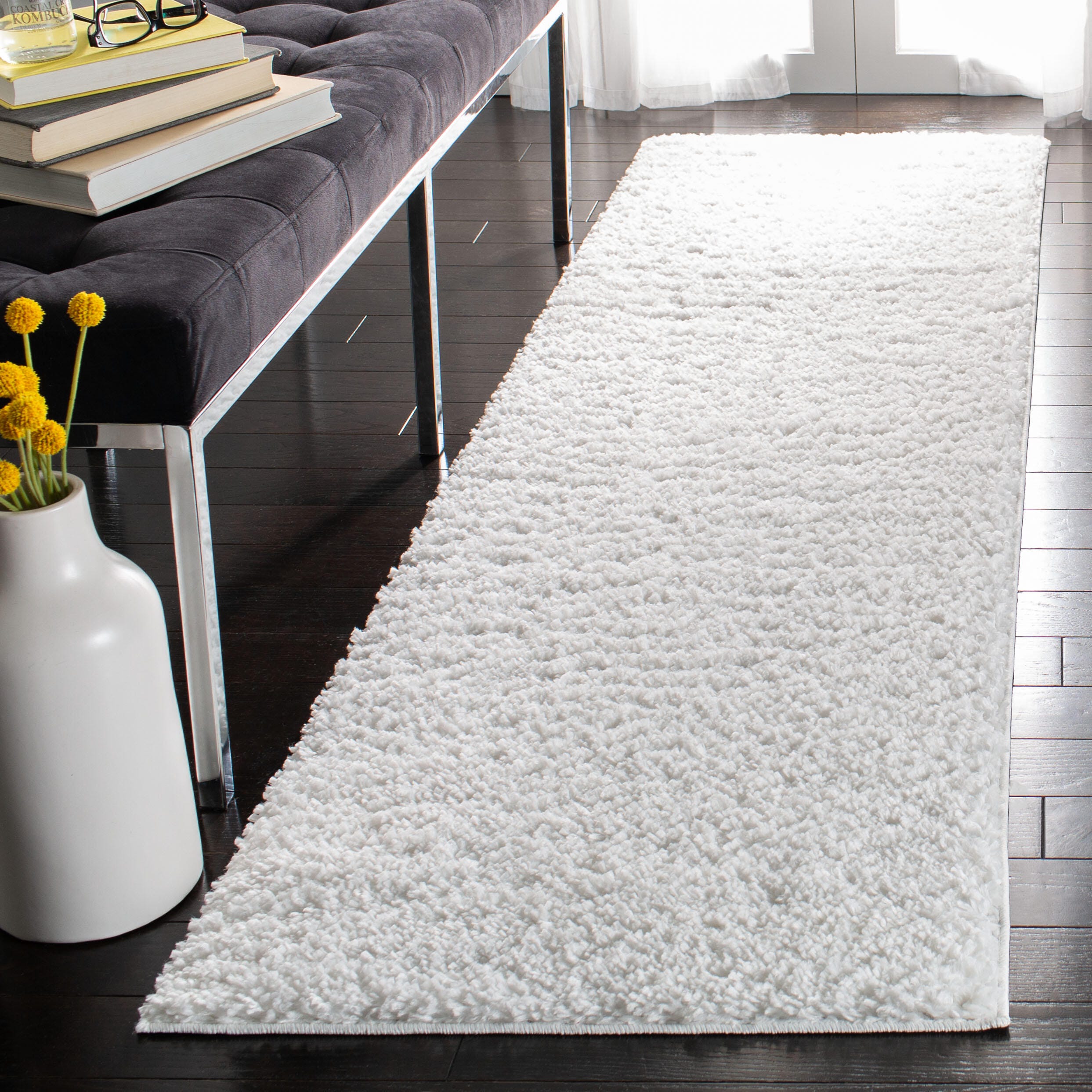 Click here for August Shag 23 x 6 Runner Rug  White prices