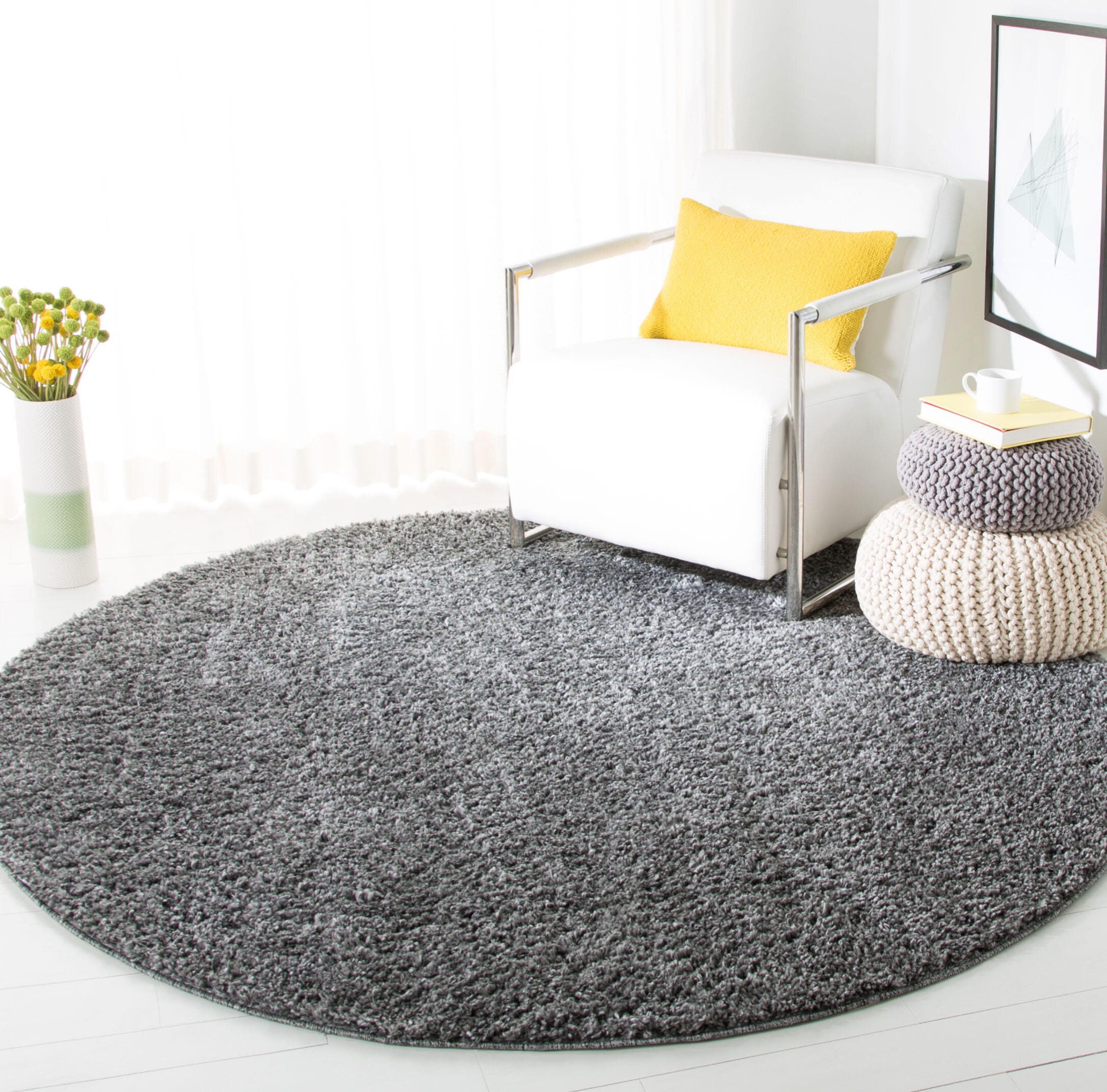 Click here for August Shag 67 x Round Area Rug  Gray prices