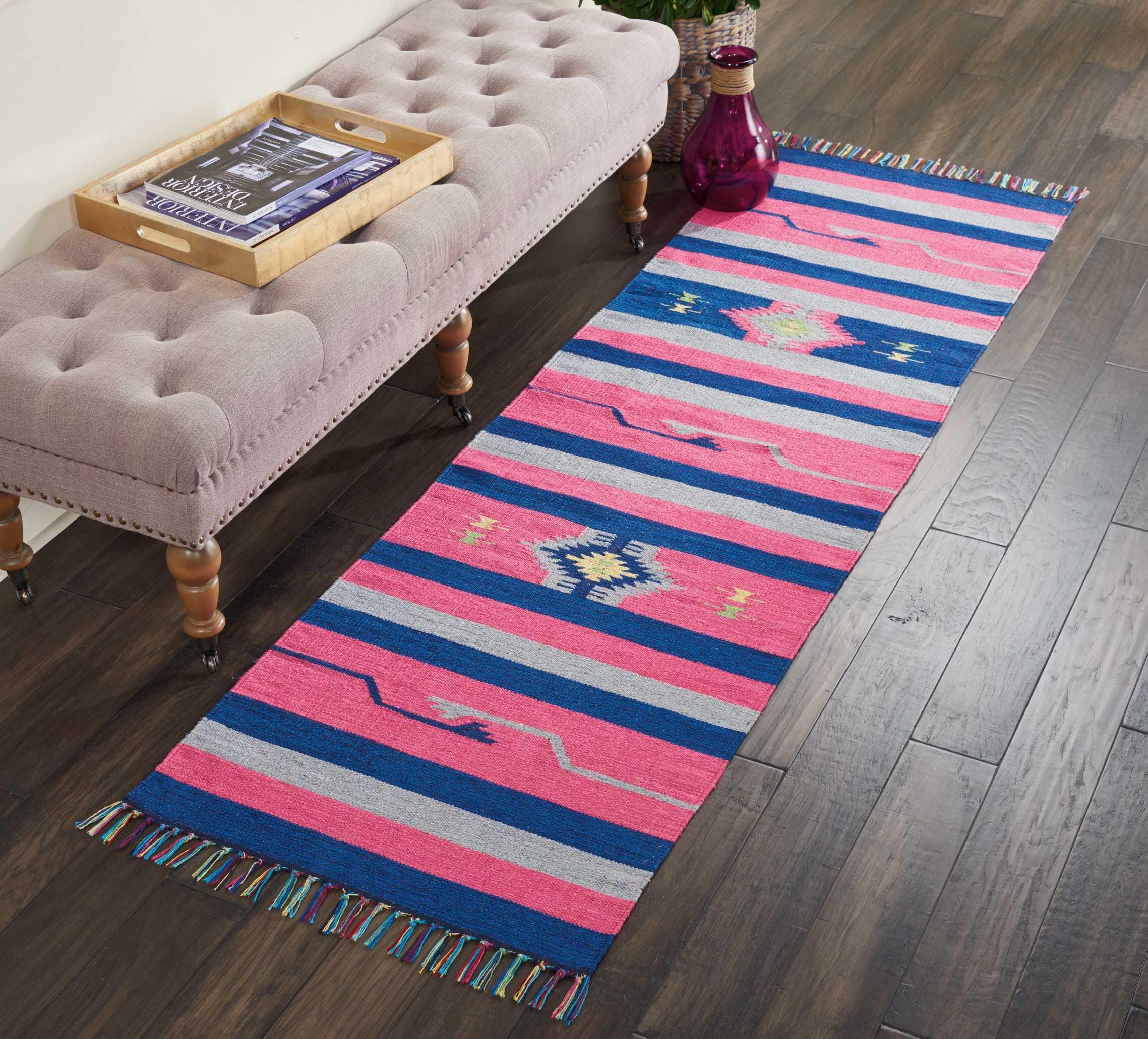 Click here for Nourison Home Baja 23 x 76 Pink/Blue Southwestern... prices