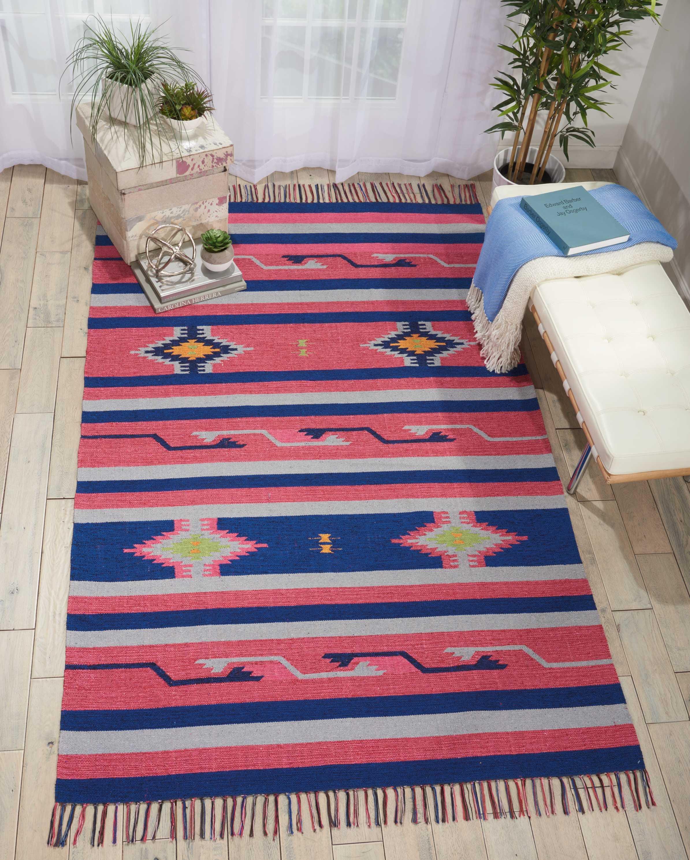 Click here for Nourison Home Baja 66 x 96 Pink/Blue Southwestern... prices