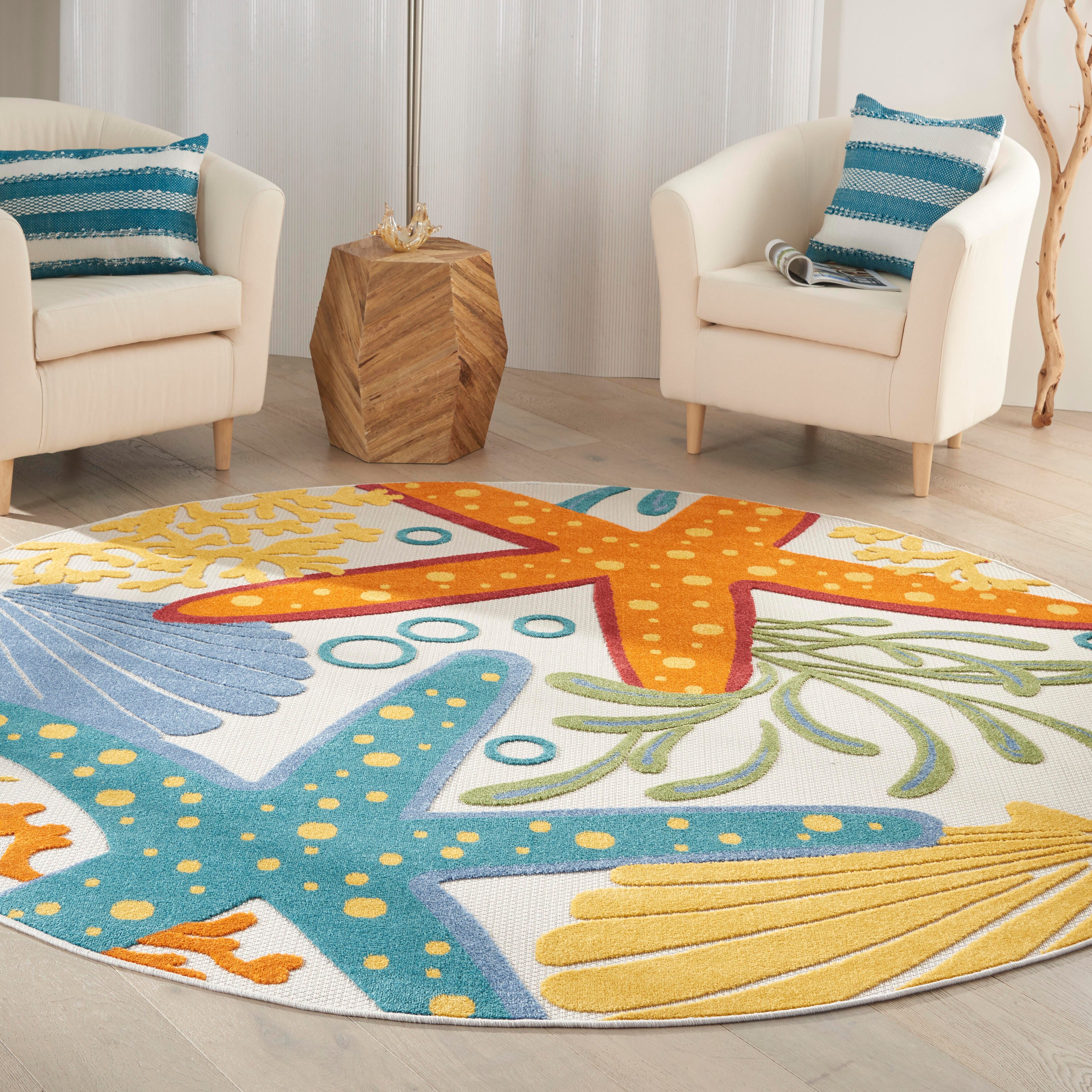 Click here for Nourison Home Aloha 710 x round Multicolor Coastal... prices