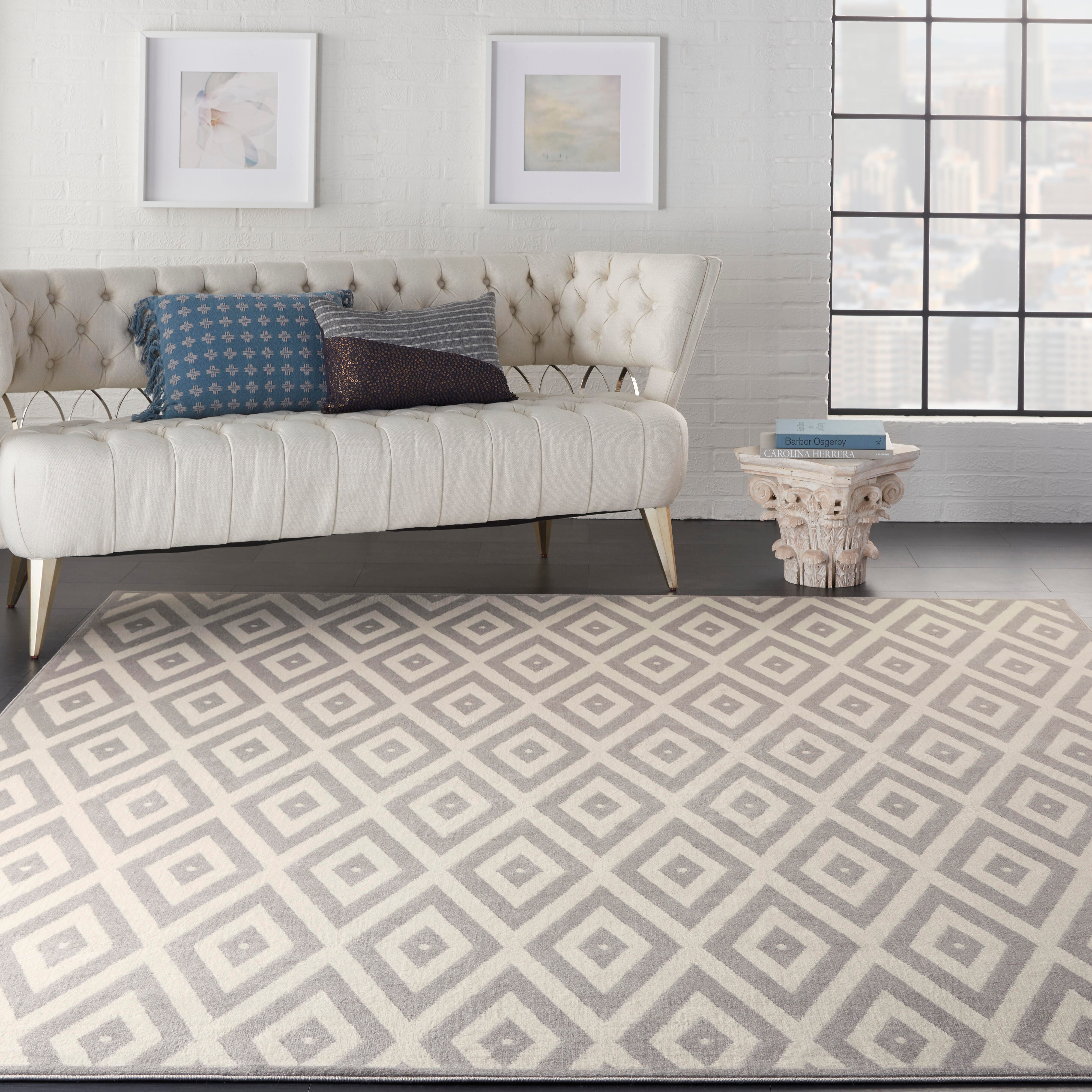 Click here for Nourison Home Grafix 710 x 910 White/Grey Mid-Cent... prices