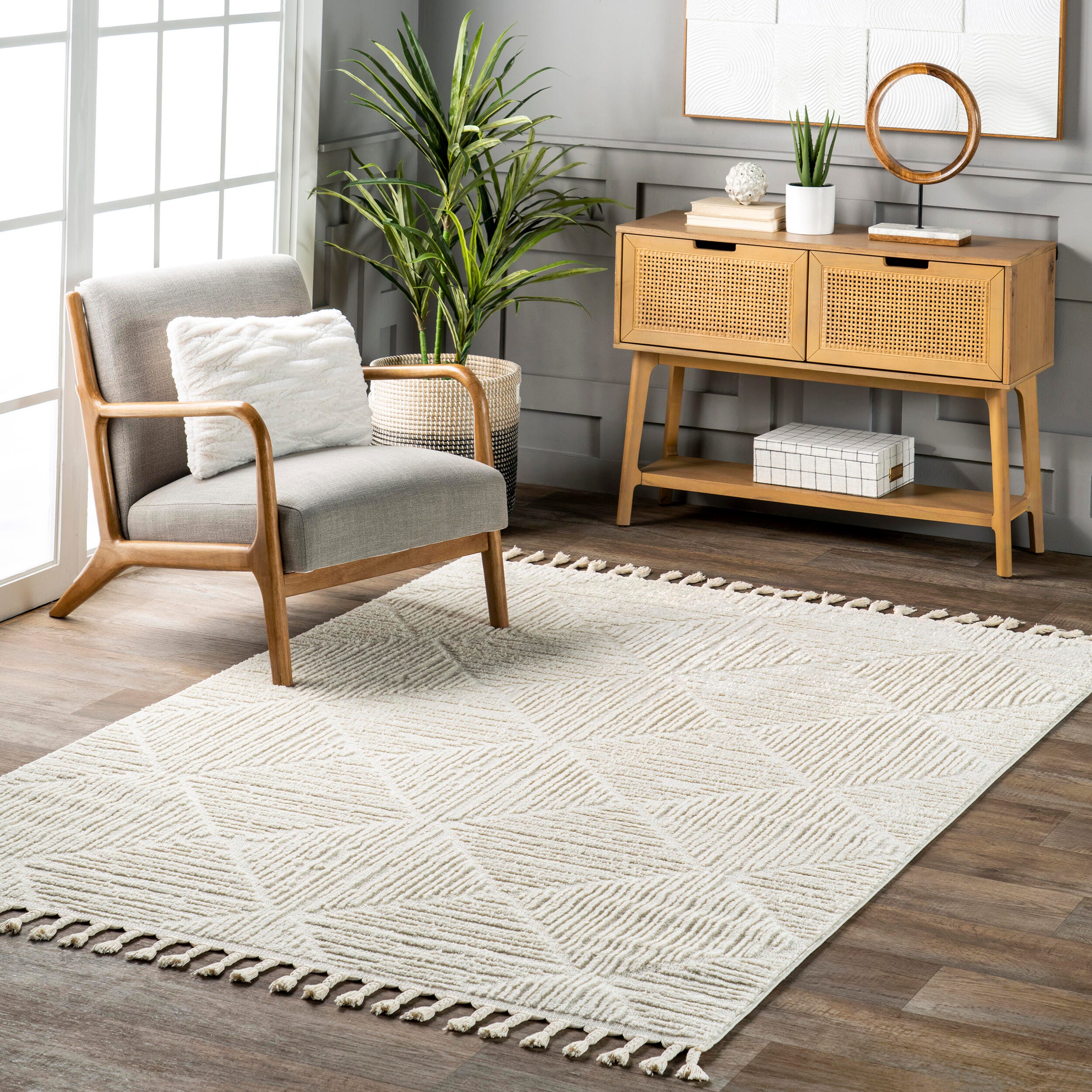 Click here for nuLOOM Kerry Textured Geometric Tasseled Area Rug... prices