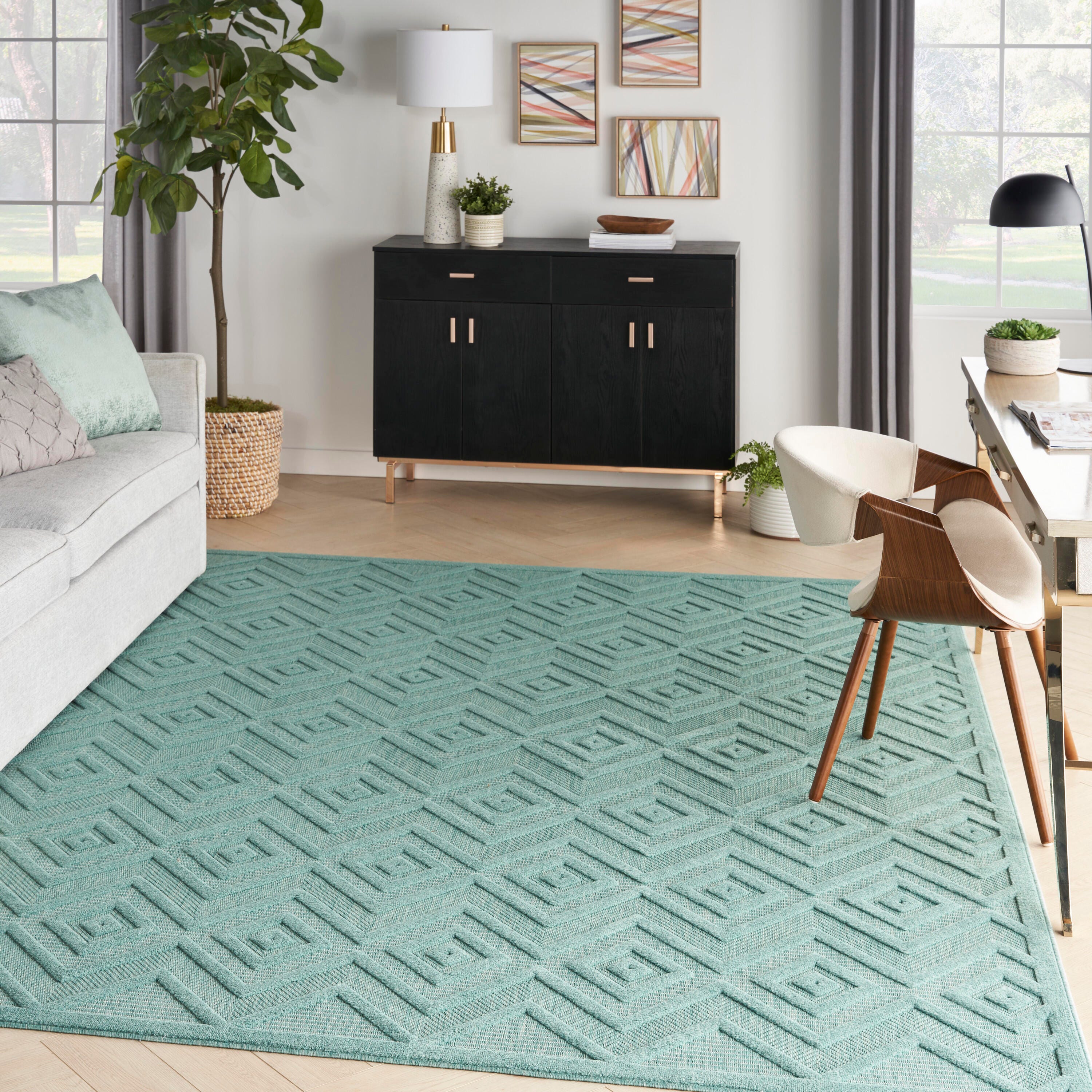 Click here for Nourison Home Versa 8 x 10 Area Rug  Aqua/Teal prices