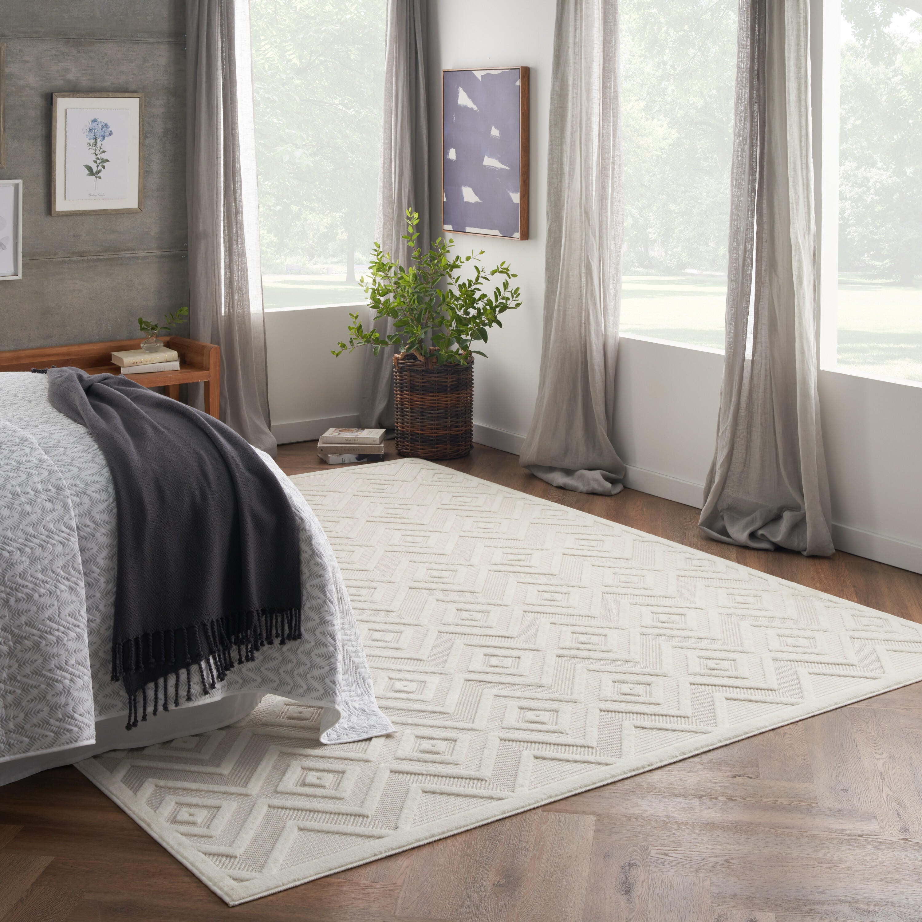 Click here for Nourison Home Versa 8 x 10 Area Rug  Ivory/White prices