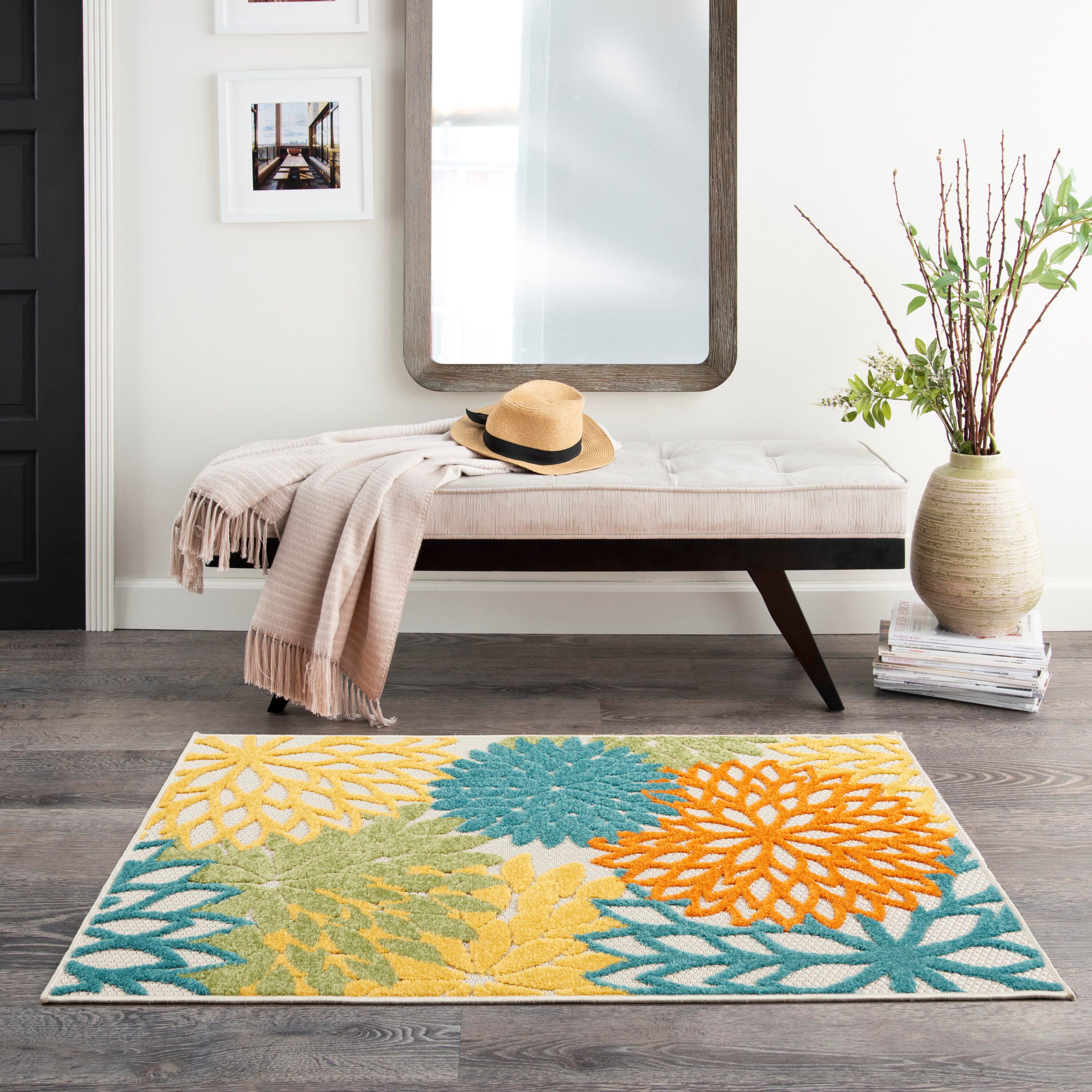Click here for Nourison Home Splash 3 X 5 Dahlia Floral Area Rug... prices