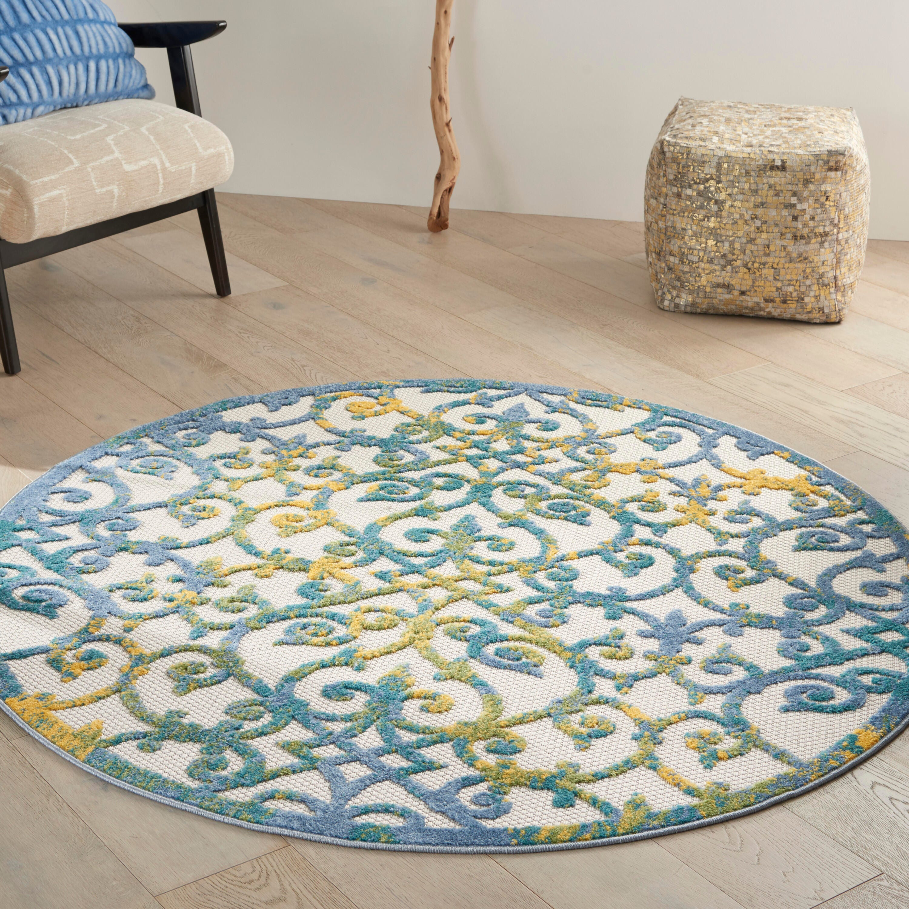 Click here for Nourison Home Splash 53 X Round Geometric Area Rug... prices