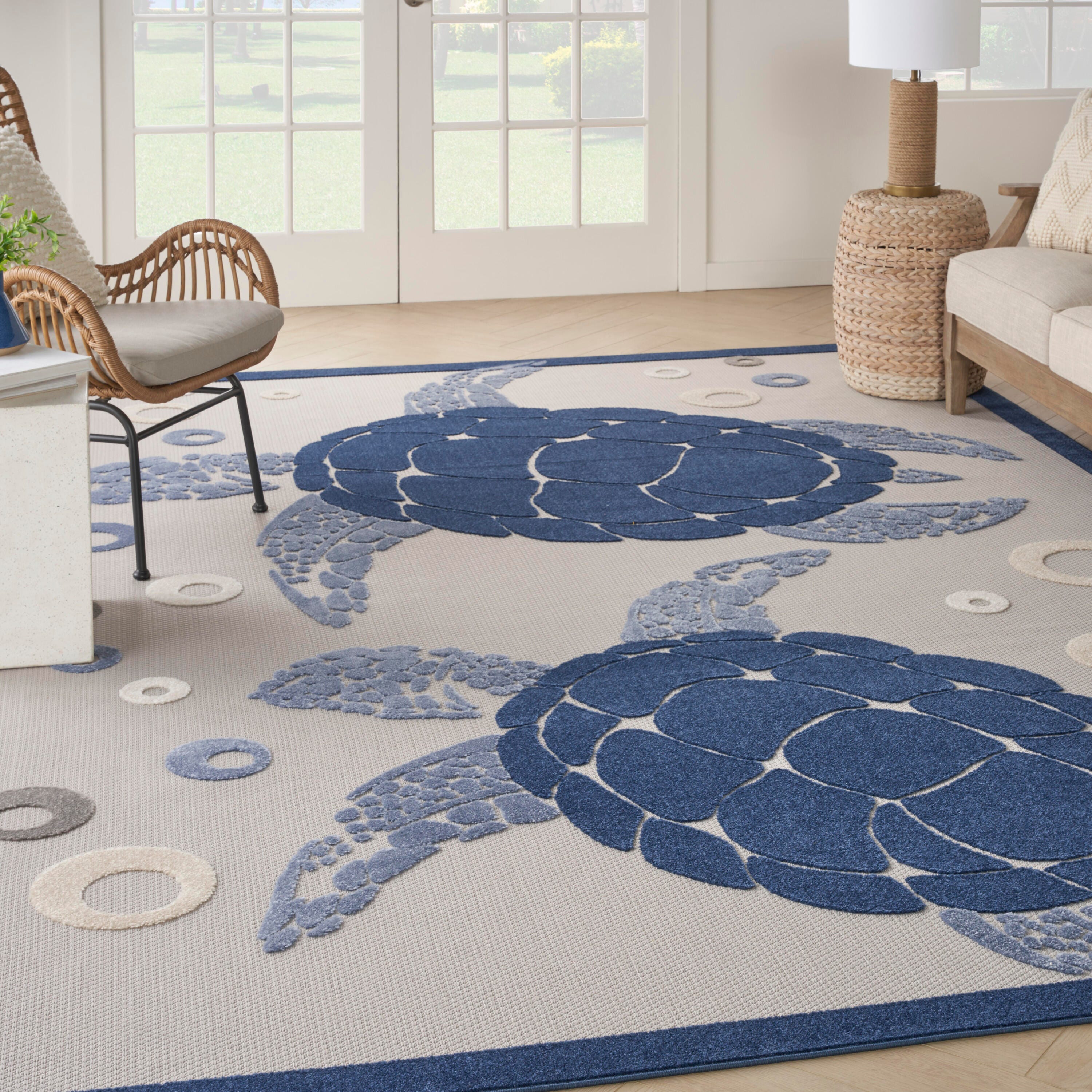 Click here for Nourison Home Splash 710 X 10 Motif Area Rug  Navy... prices