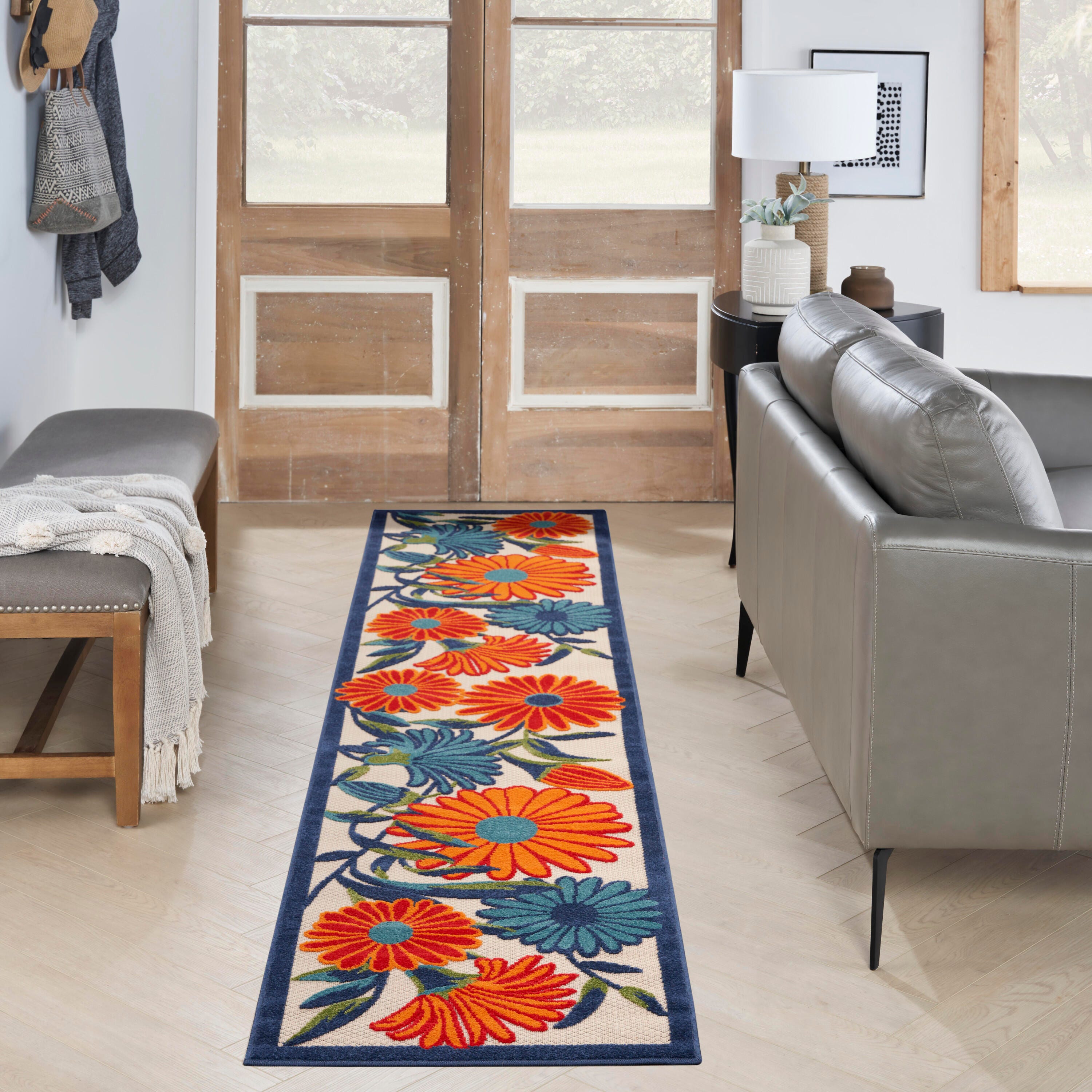 Click here for Nourison Home Splash 23 X 8 Daisy Floral Area Rug... prices