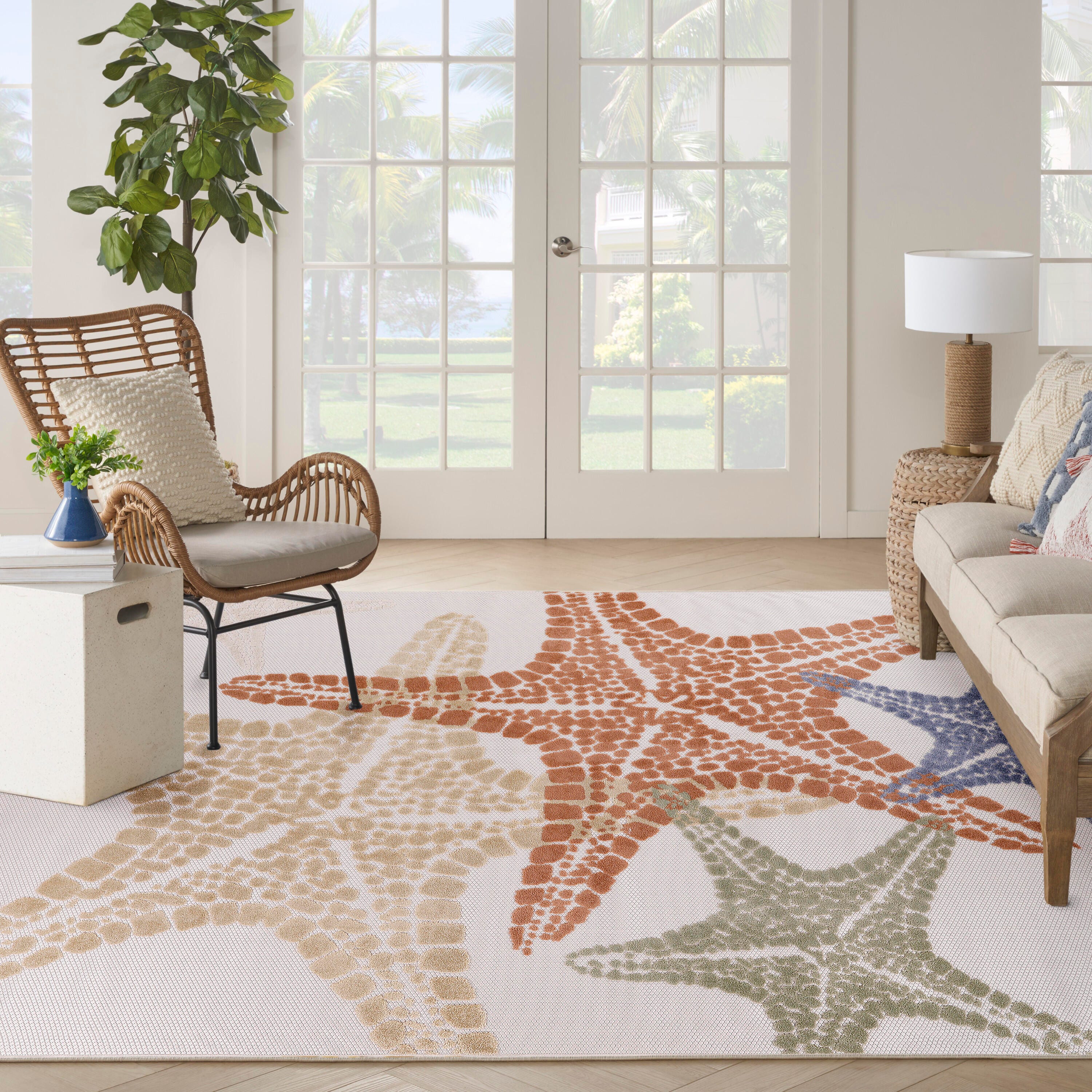 Click here for Nourison Home Splash 710 X 10 Starfish Indoor/Outd... prices