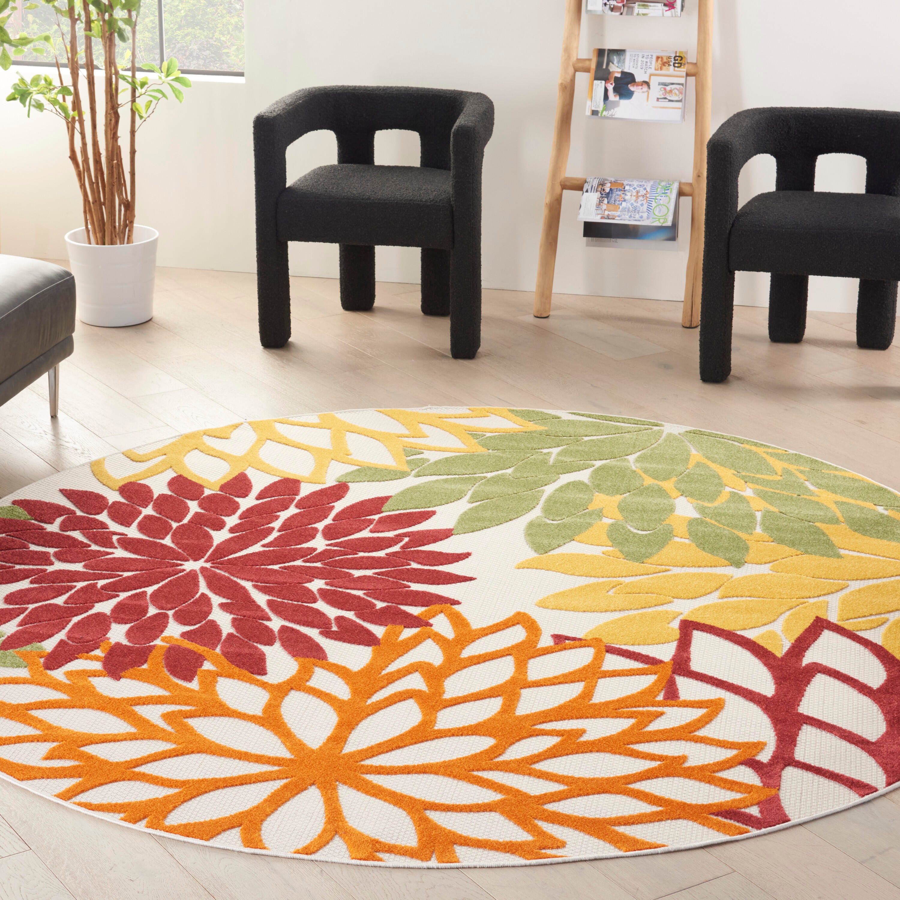 Click here for Nourison Home Splash 710 X Round Dahlia Floral Are... prices