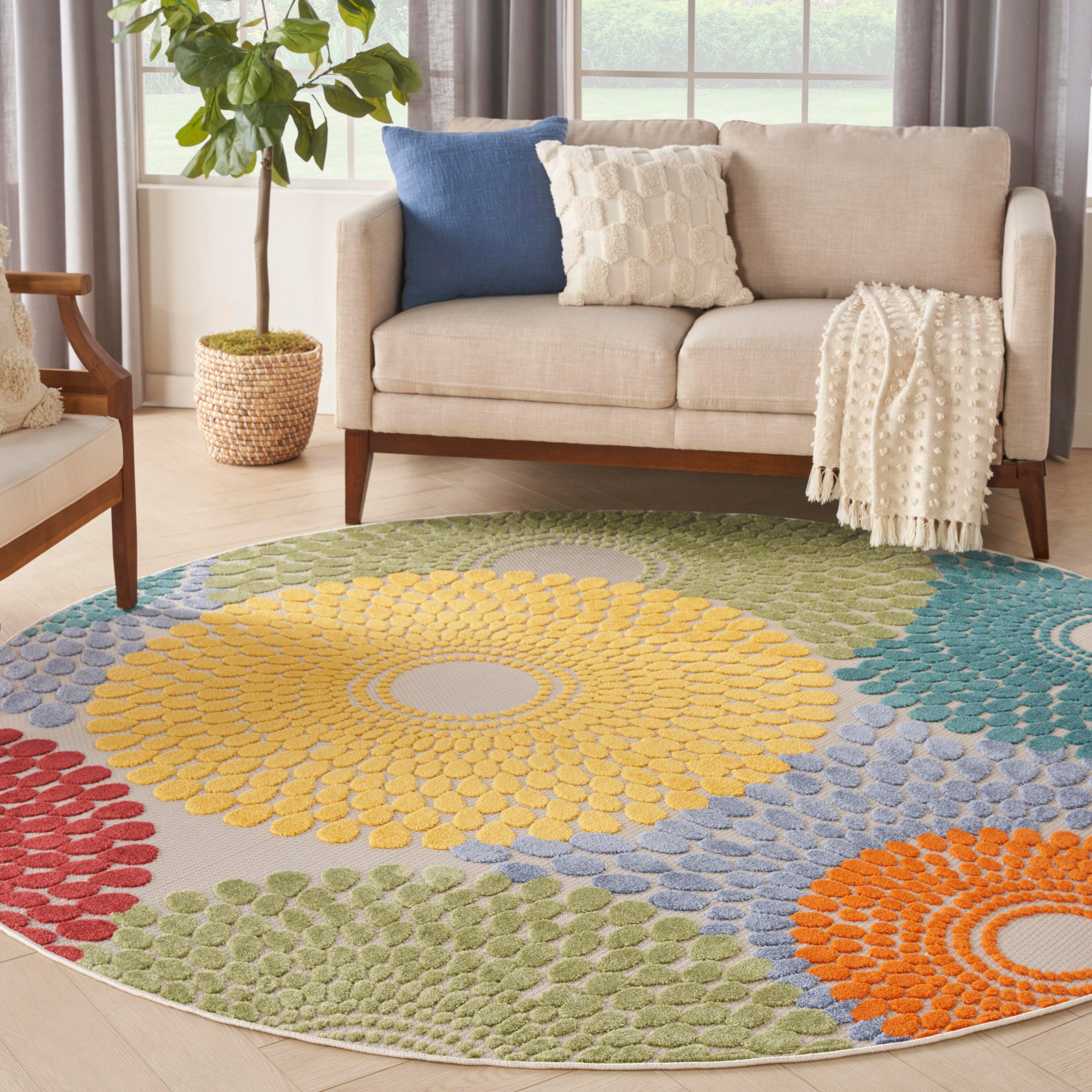 Click here for Nourison Home Splash 710X Round Circular Floral Ar... prices