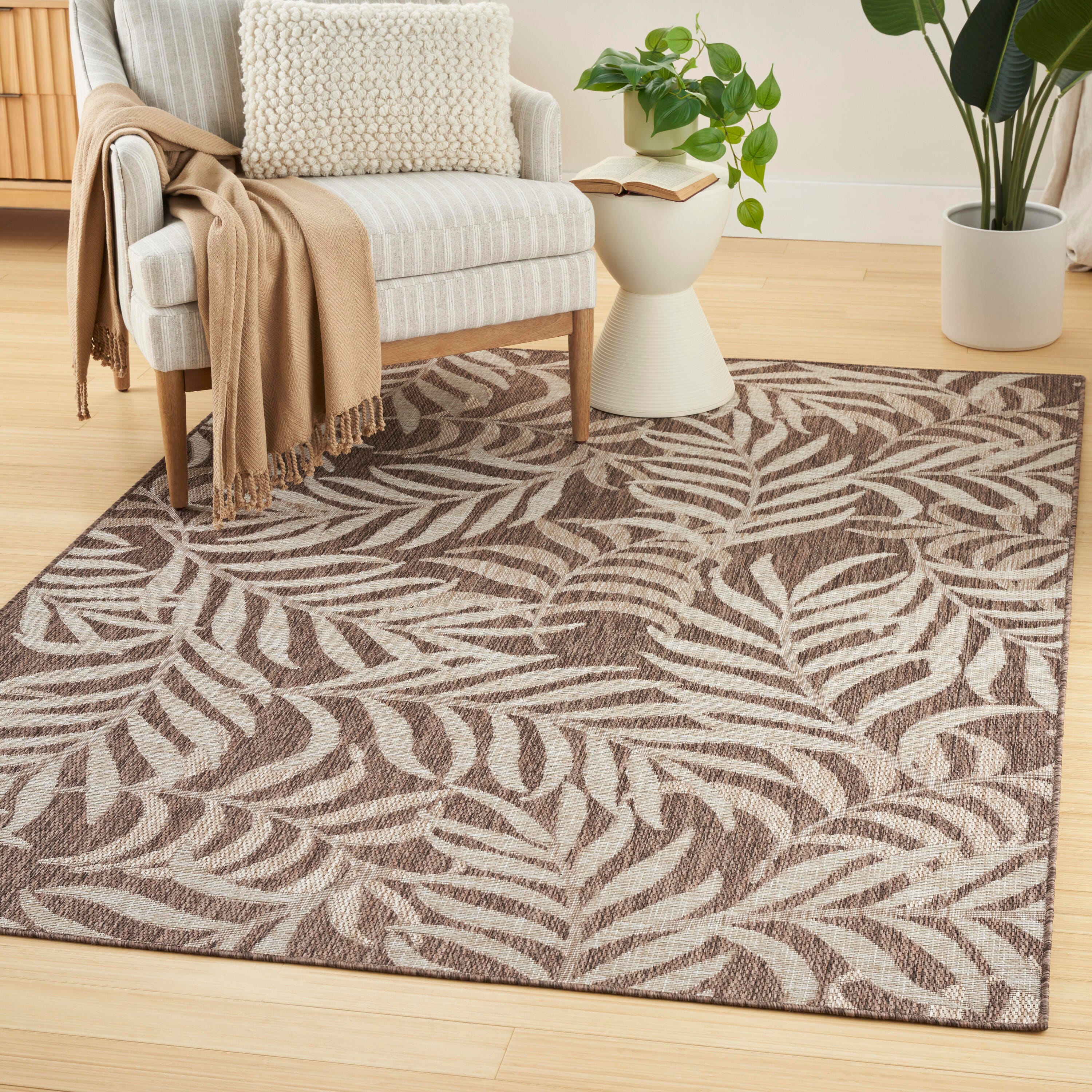 Click here for Nourison Home Tropical 5 x 7 Area Rug  Mocha prices