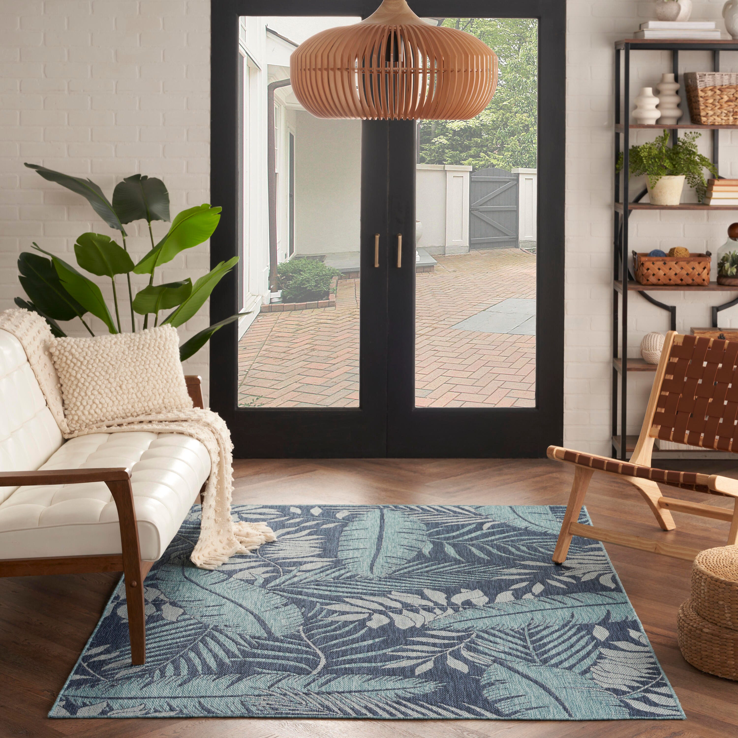 Click here for Nourison Home Palm Leaf 5 x 7 Area Rug  Navy prices