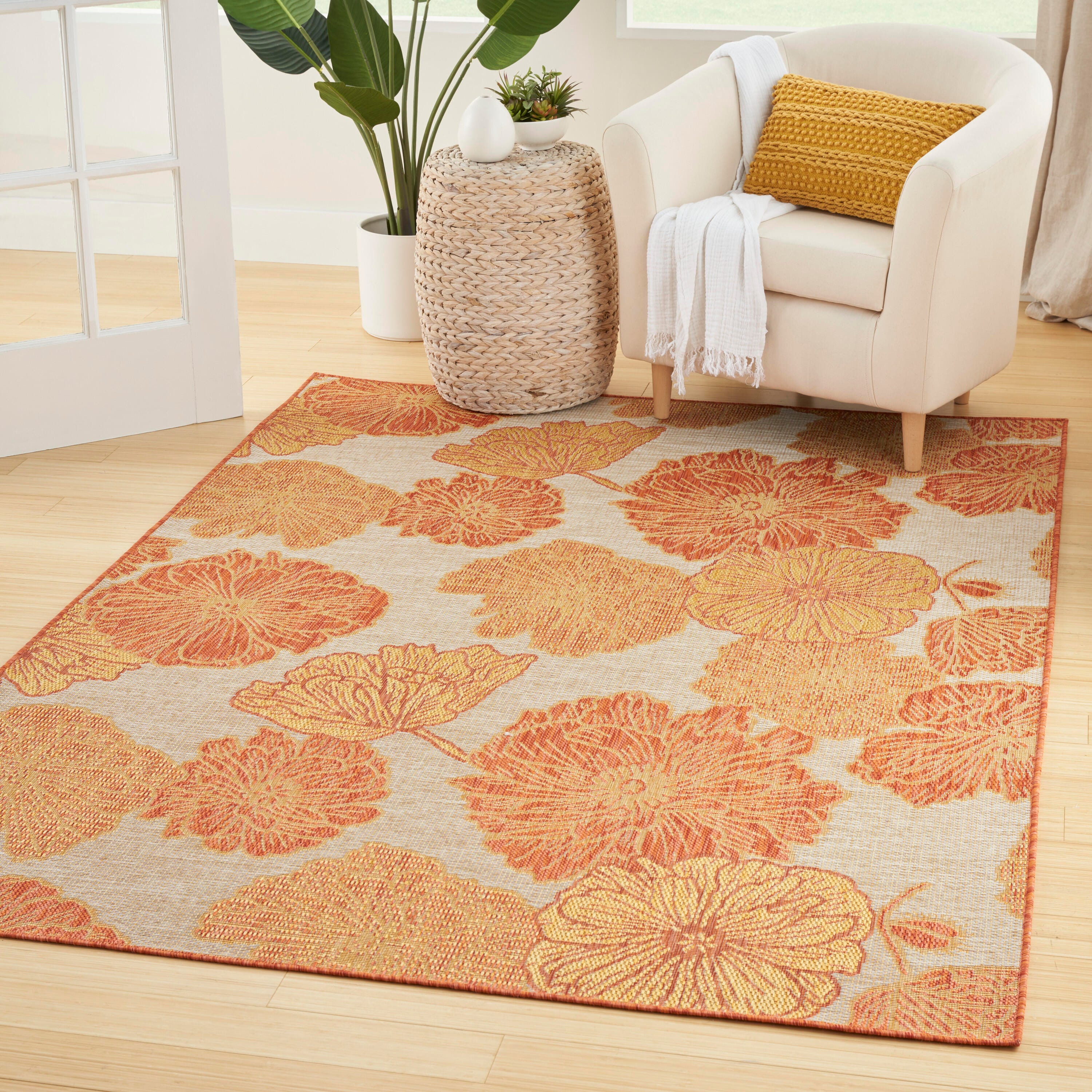 Click here for Nourison Home Floral 4 x 6 Area Rug  Coral prices