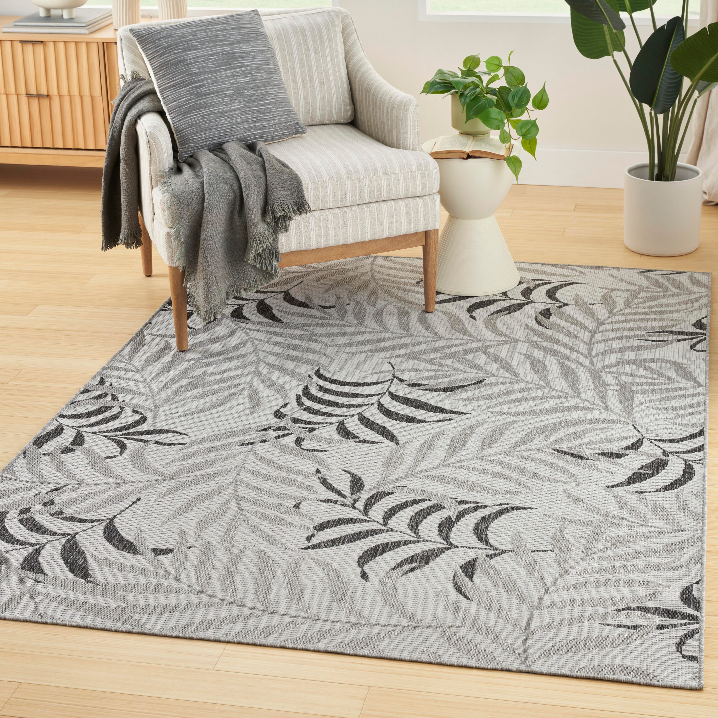 Click here for Nourison Home Tropical 5 x 7 Area Rug  Gray prices