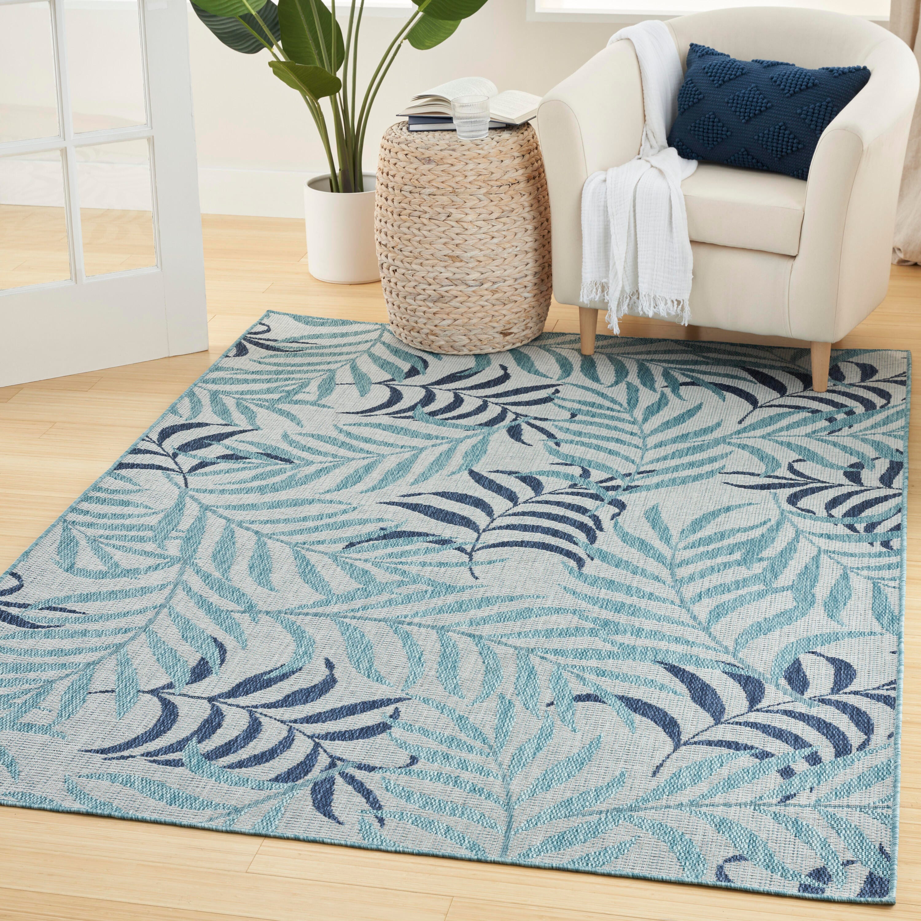 Click here for Nourison Home Tropical 5 x 7 Area Rug  Blue prices
