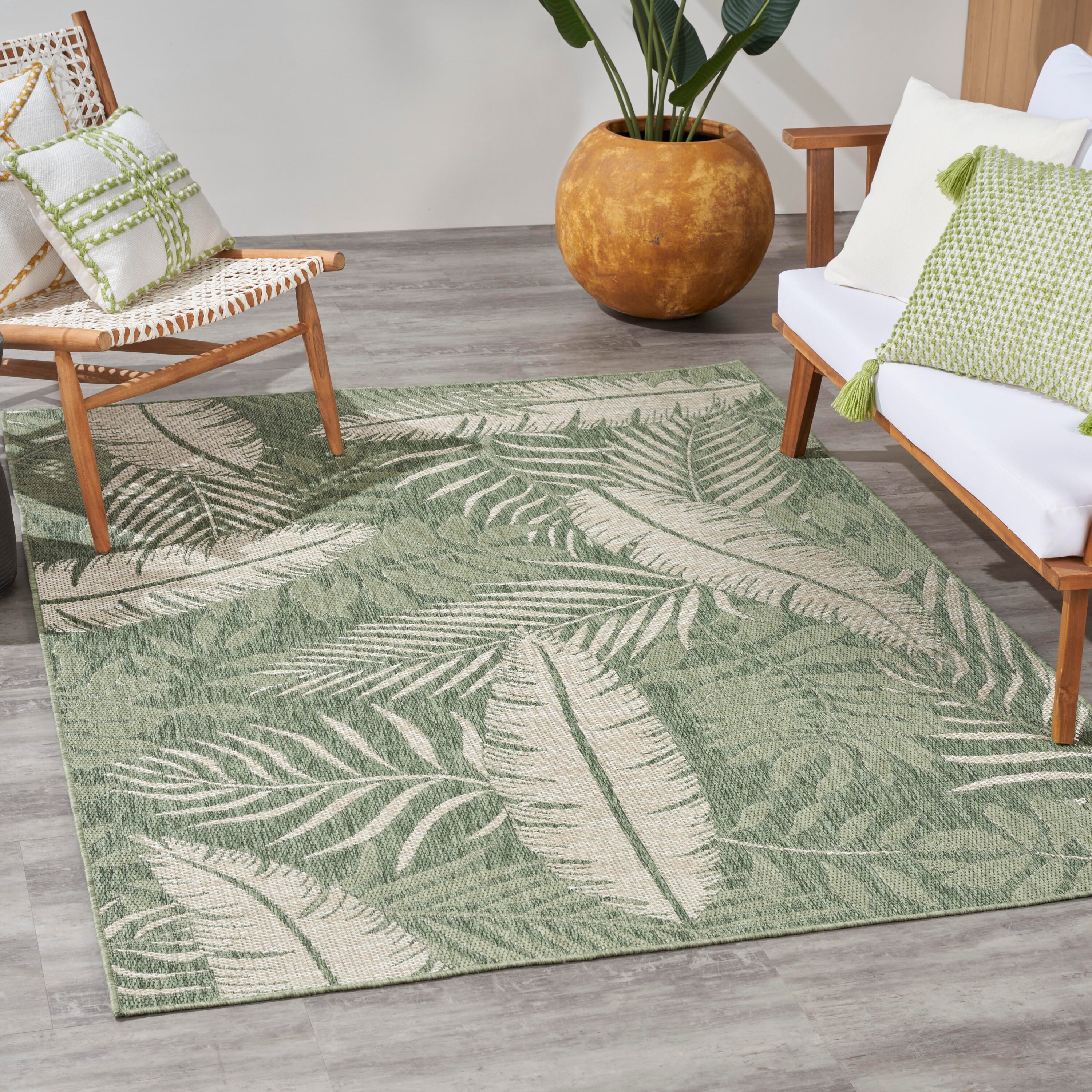 Click here for Nourison Home Palm Leaf 4 x 6 Area Rug  Green/Ivor... prices