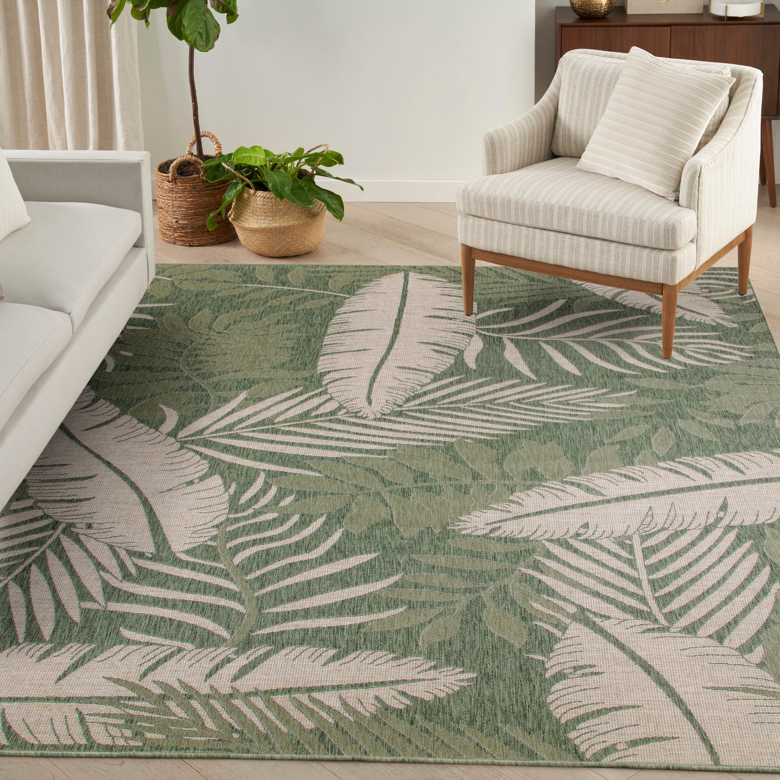 Click here for Nourison Home Palm Leaf 9 x 12 Area Rug  Green/Ivo... prices