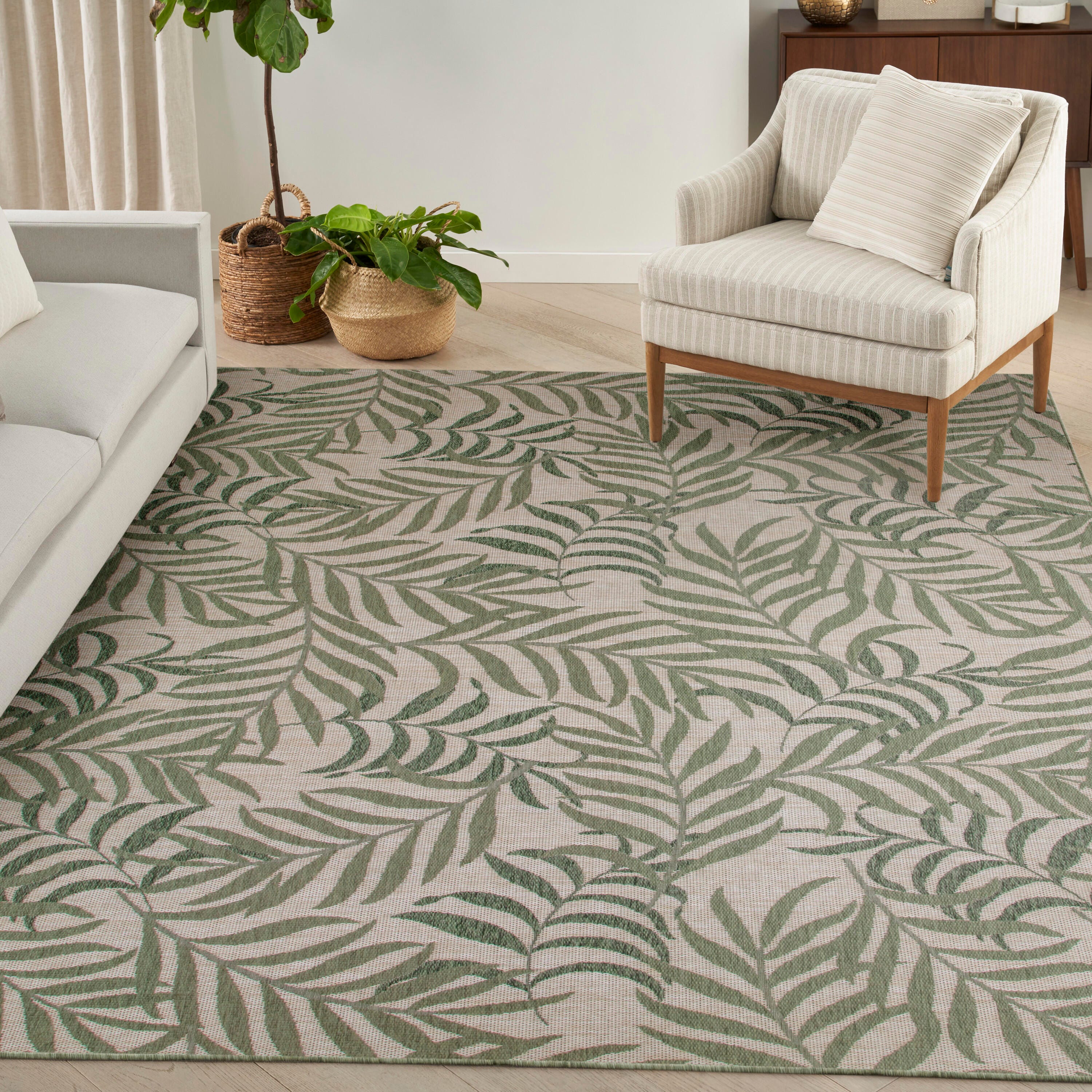 Nourison Home Tropical 9 x 12 Area Rug  Ivory/Green