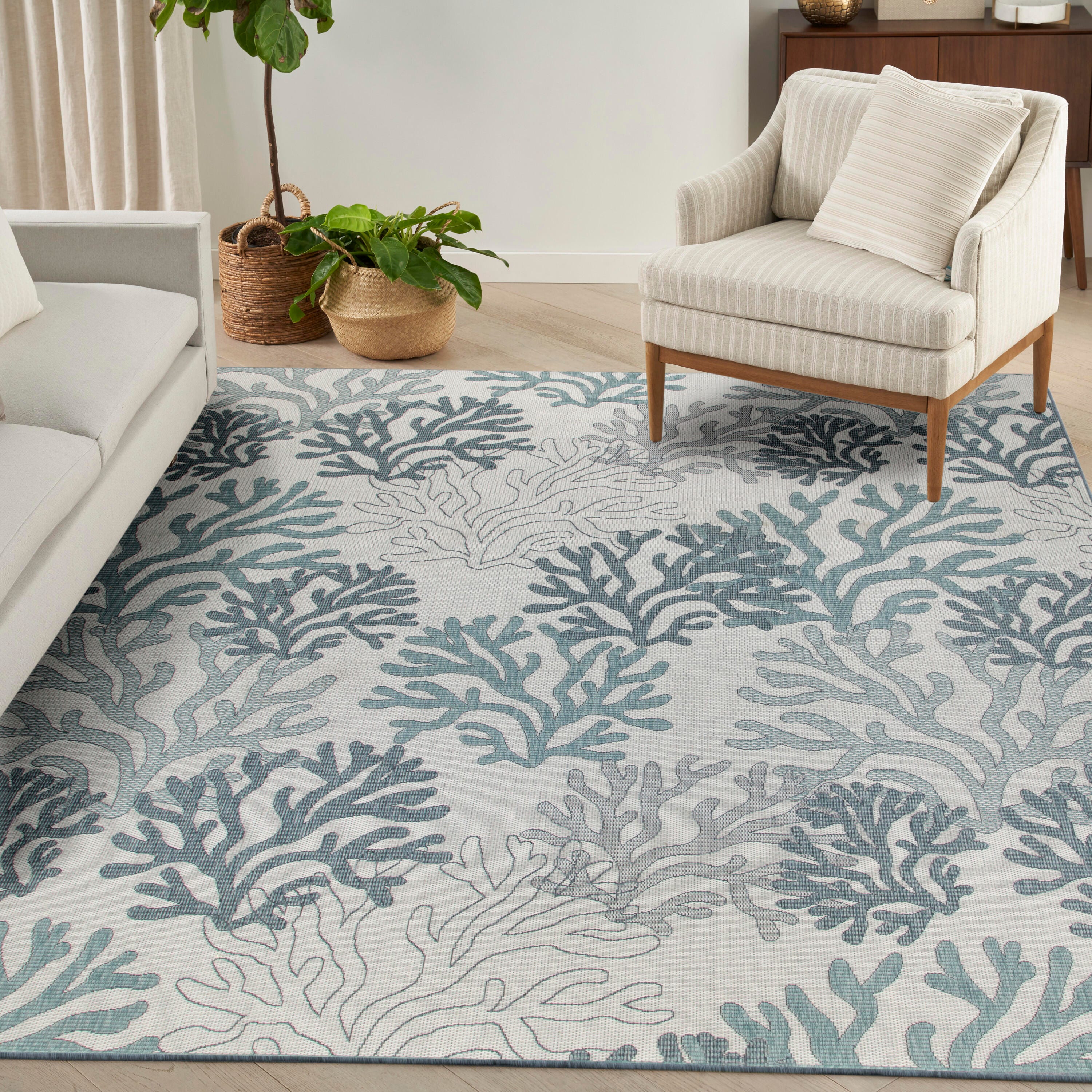 Click here for Nourison Home Coral Reef 9 x 12 Area Rug  Blue prices