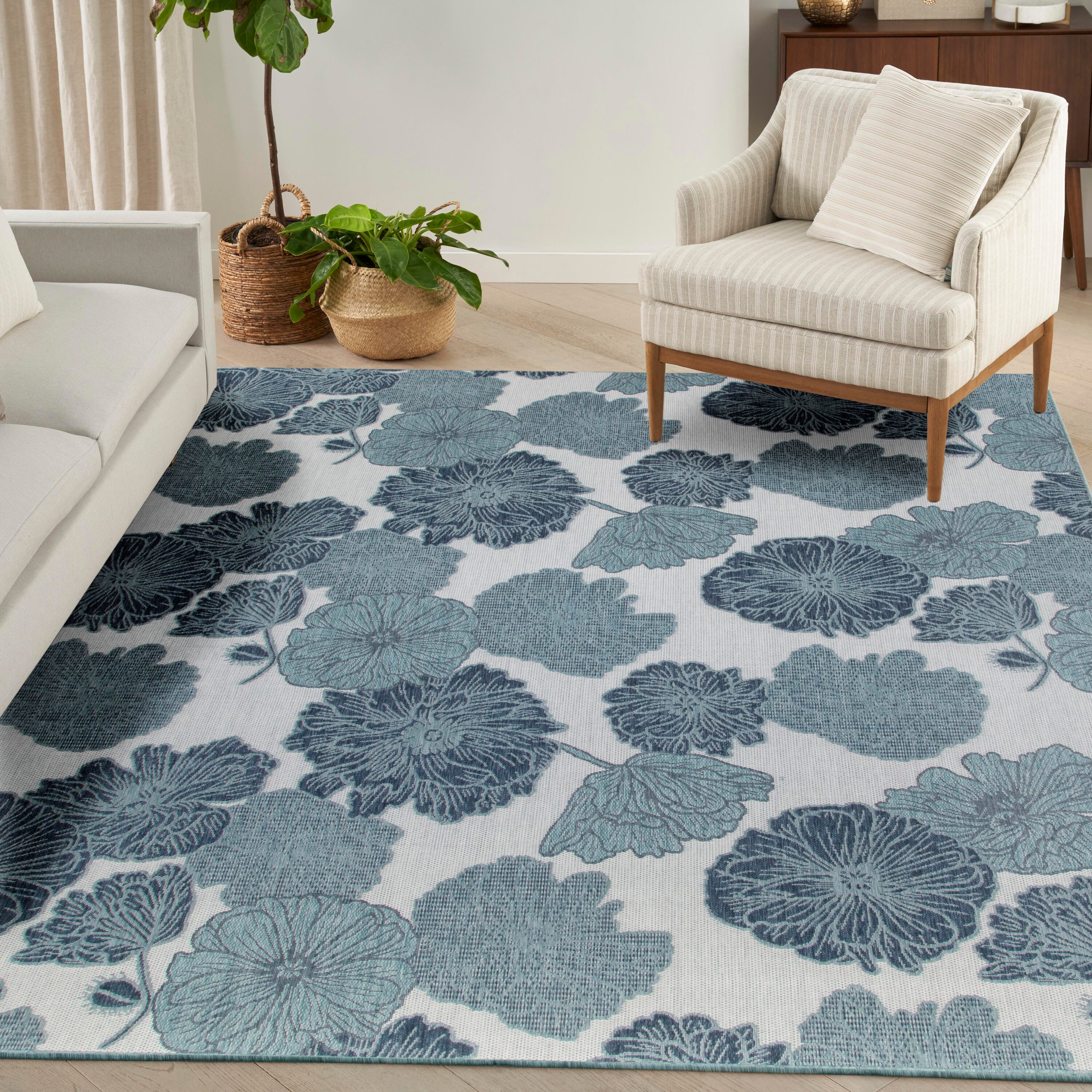 Click here for Nourison Home Floral 8 x 10 Area Rug  Blue prices