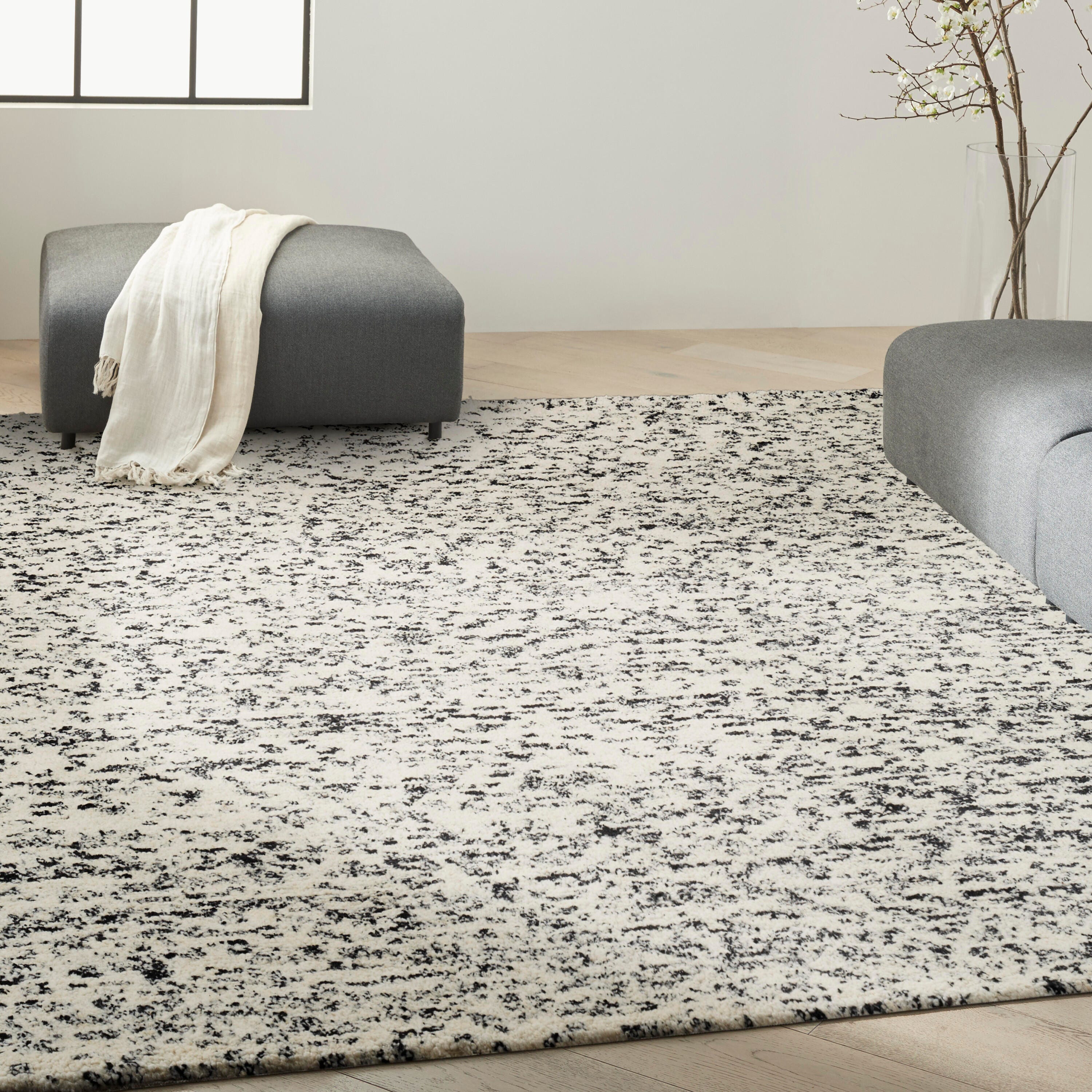 Click here for Calvin Klein Billows 79 x 99 Area Rug  Ivory/Black prices