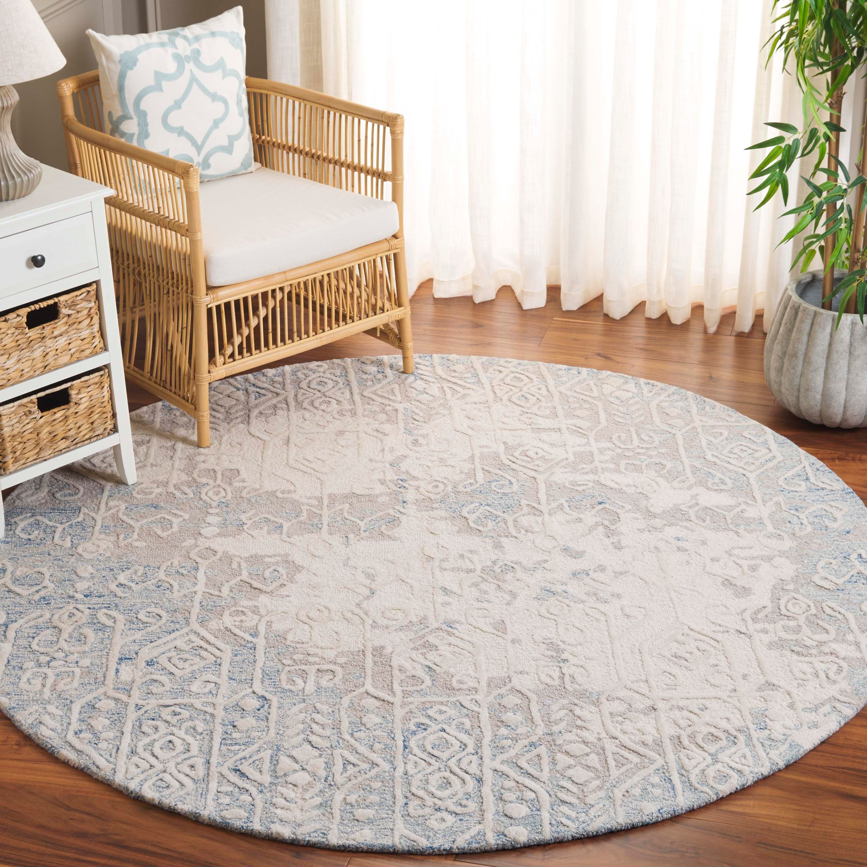 Click here for Safavieh Ebony Anton 6 x 6 Round Area Rug  Blue/Iv... prices