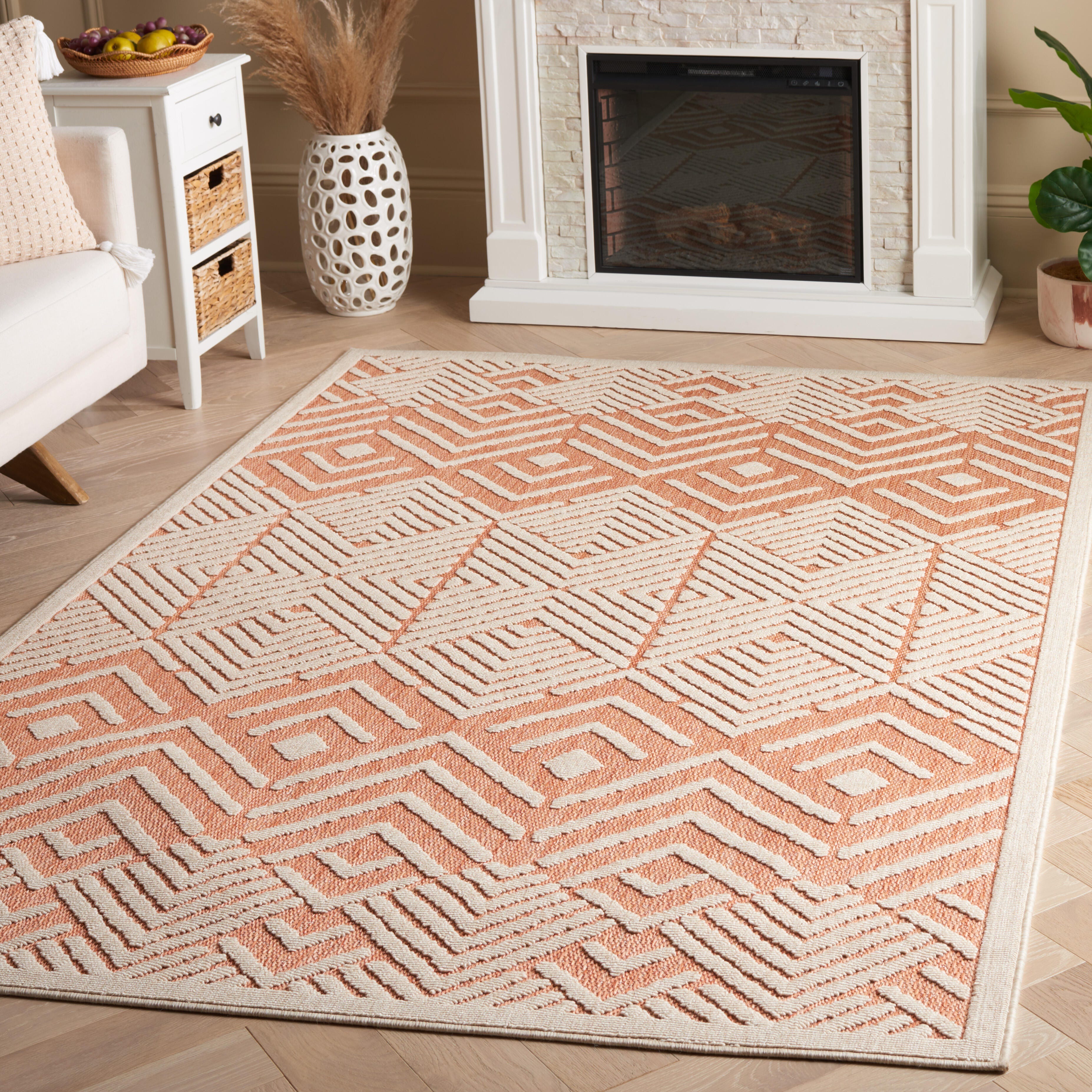 Click here for Safavieh Milos Chava 8 x 10 Area Rug  Rust/Ivory prices