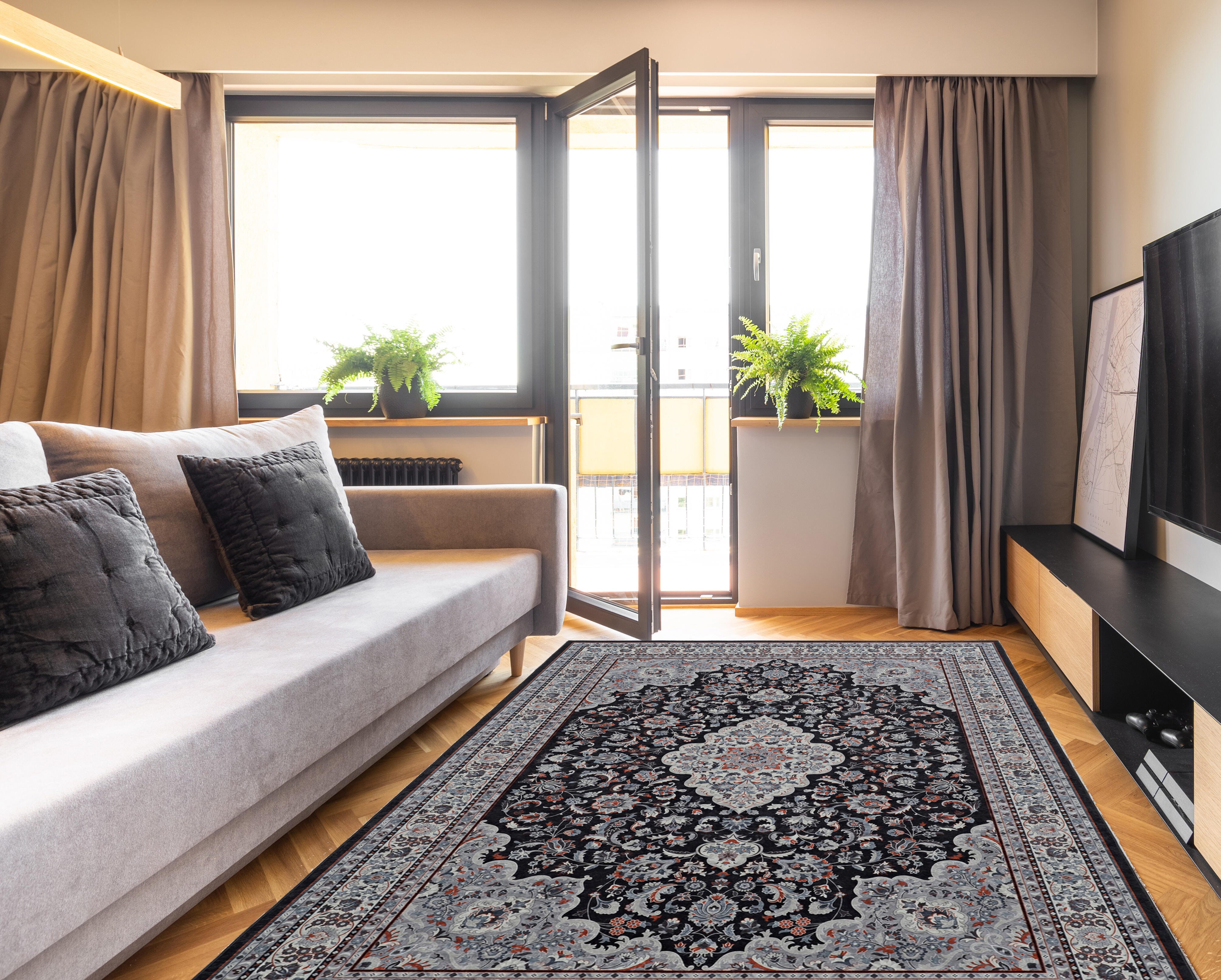 Click here for Linon Emerald Barton 67 x 97 Area Rug  Black prices