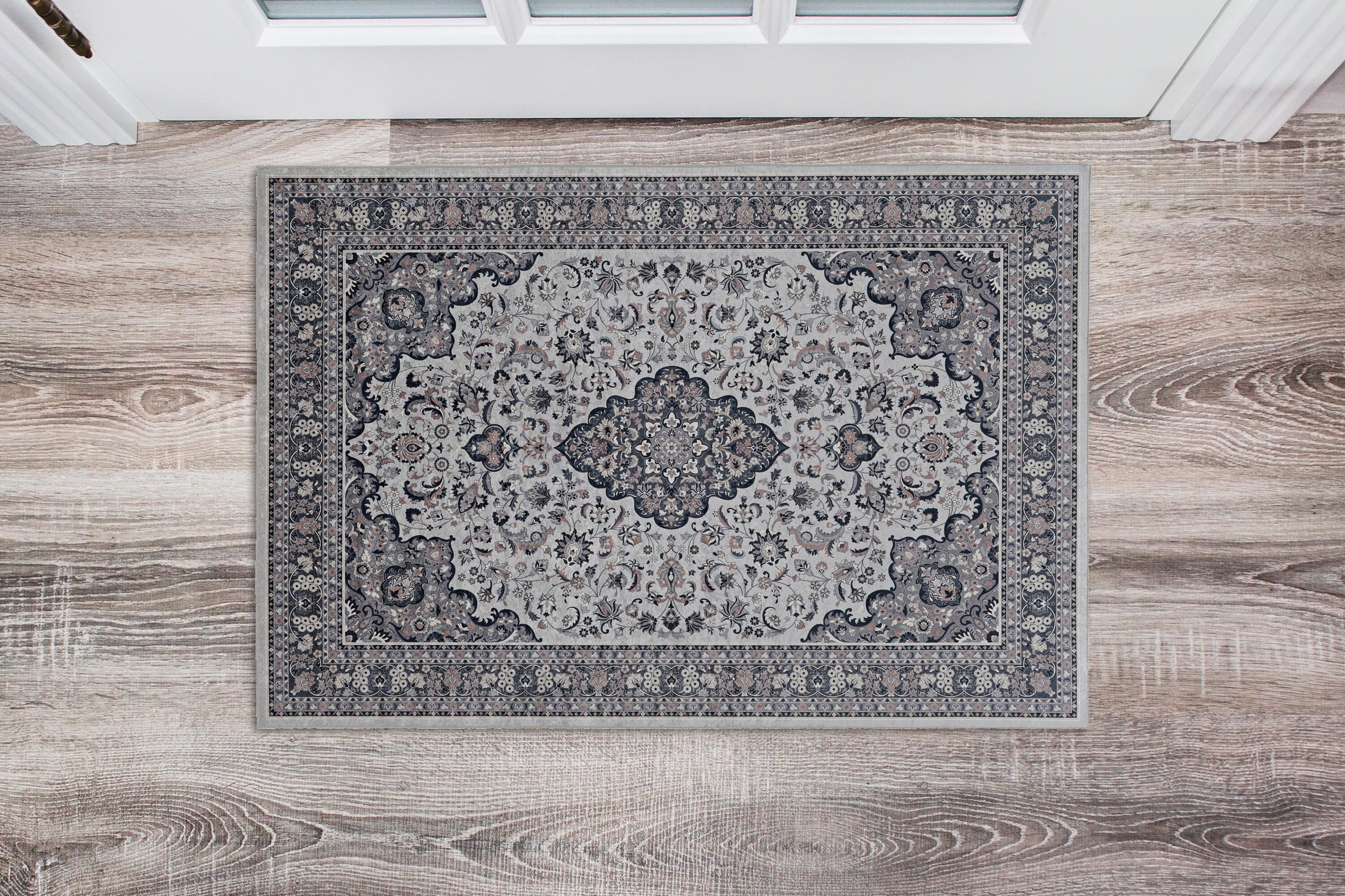 Click here for Linon Emerald Barton 22 x 32 Area Rug  Cream/Blue prices