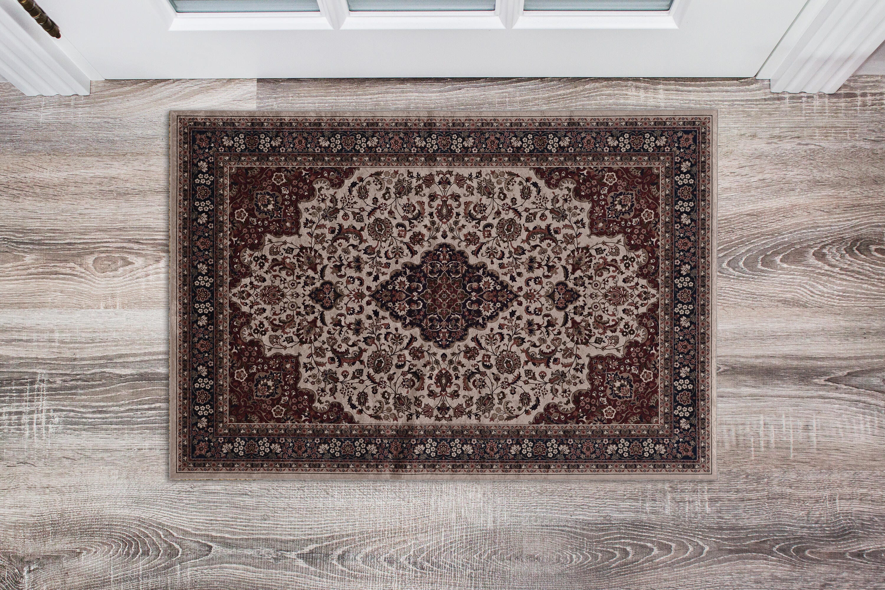 Click here for Linon Emerald Barton 22 x 32 Area Rug  Cream/Red prices