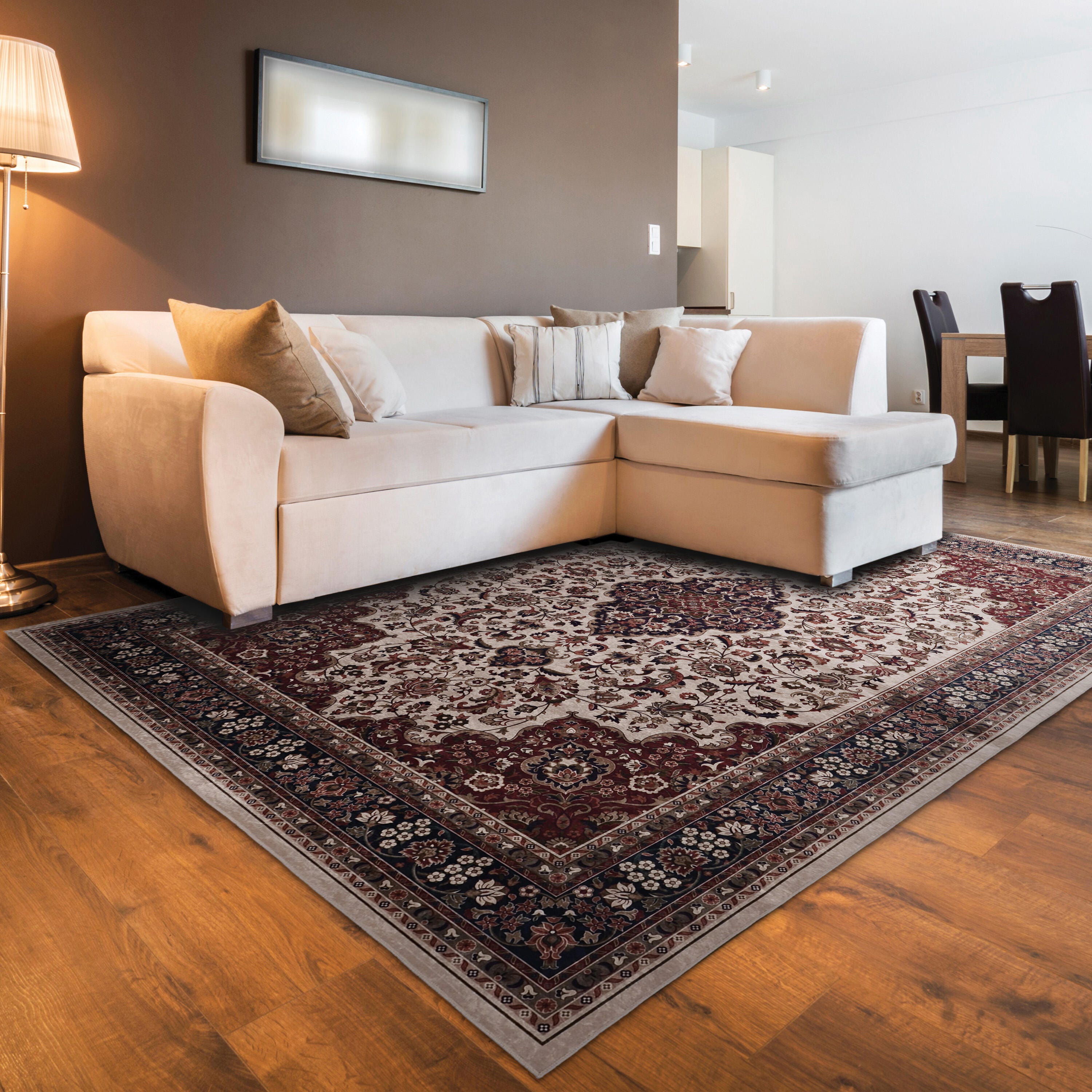 Click here for Linon Emerald Barton 67 x 97 Area Rug  Cream/Red prices