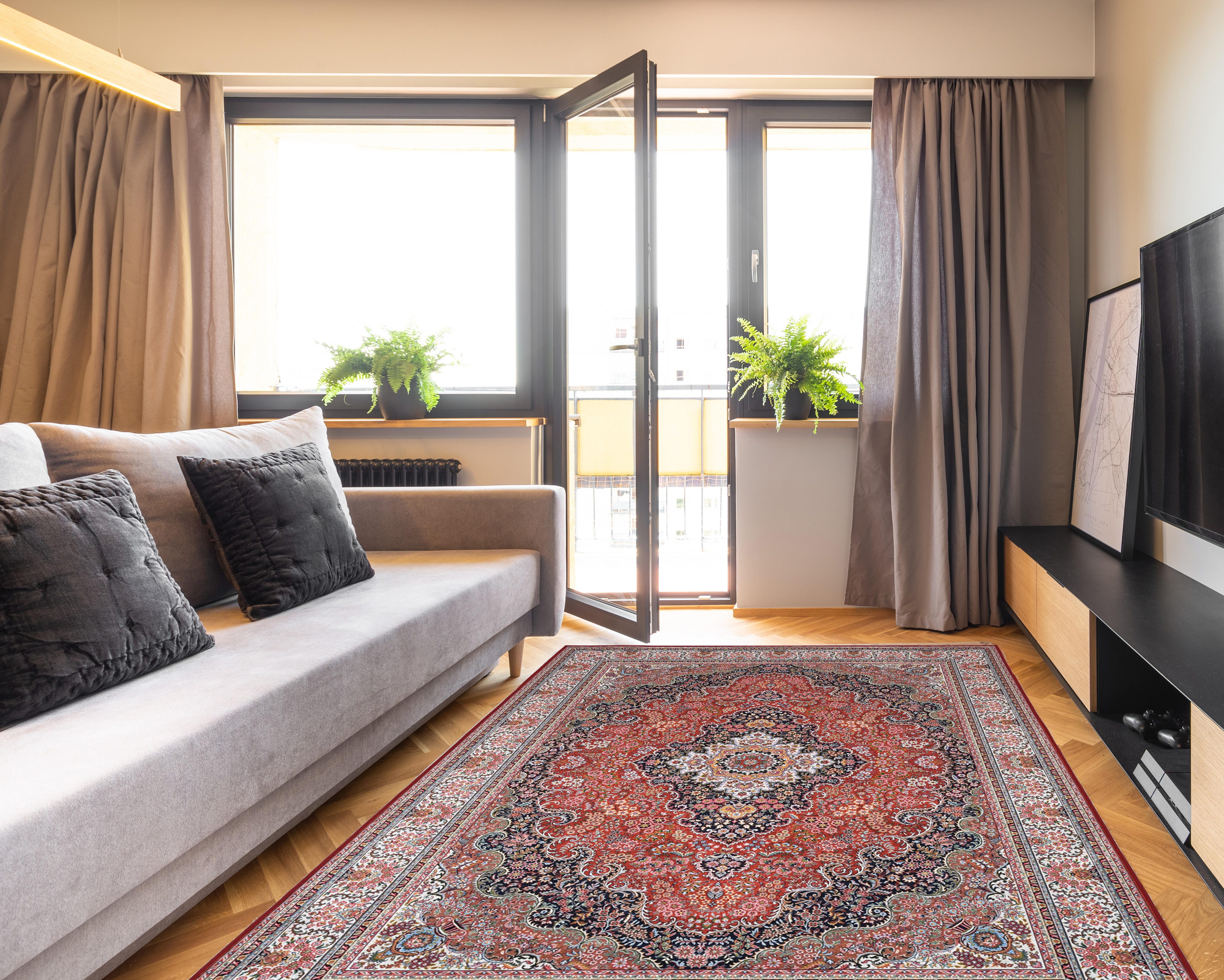 Click here for Linon Emerald Sanlin 67 x 97 Area Rug  Red prices