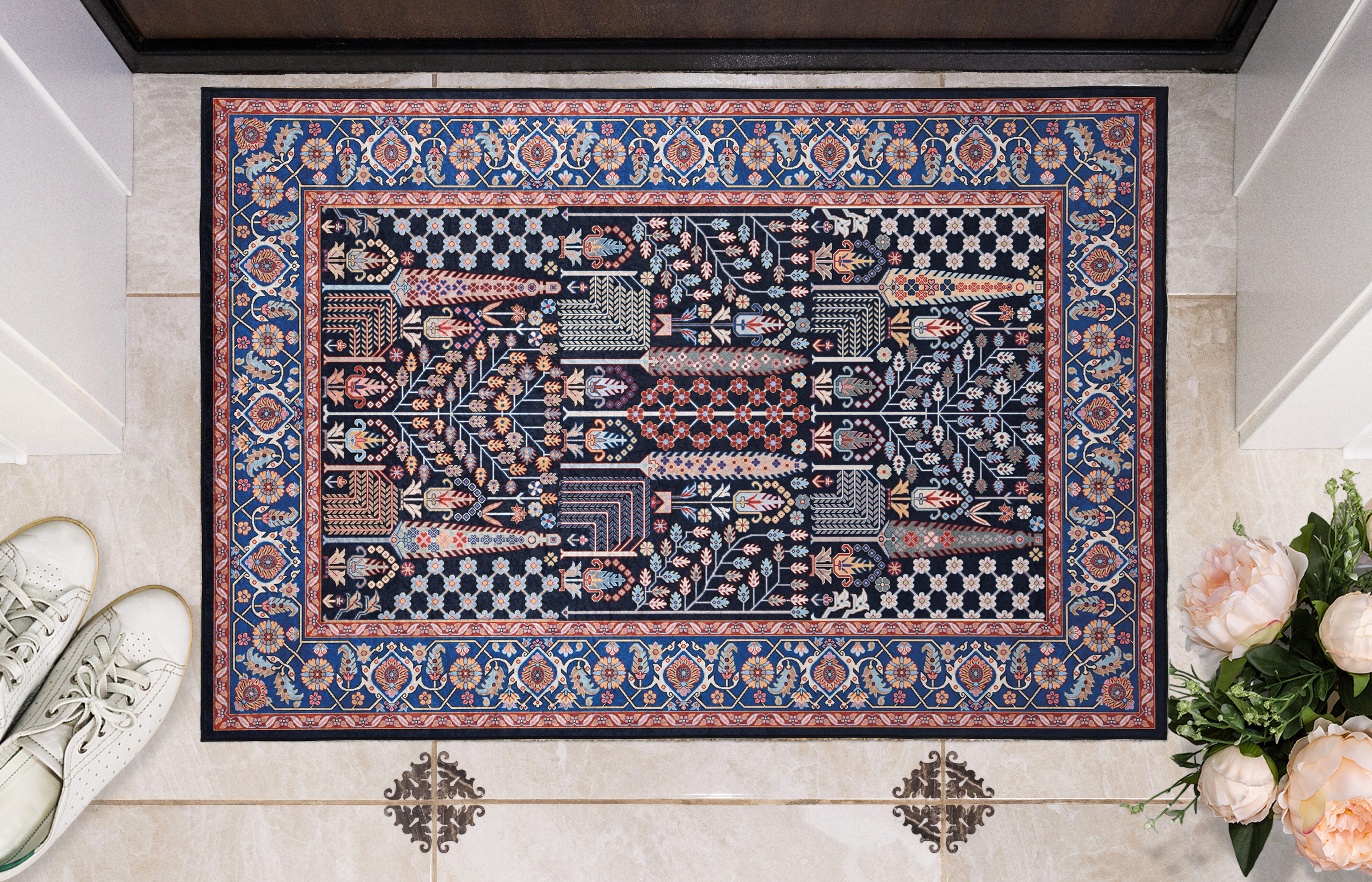 Click here for Linon Emerald Tenley 22 x 32 Area Rug  Navy prices