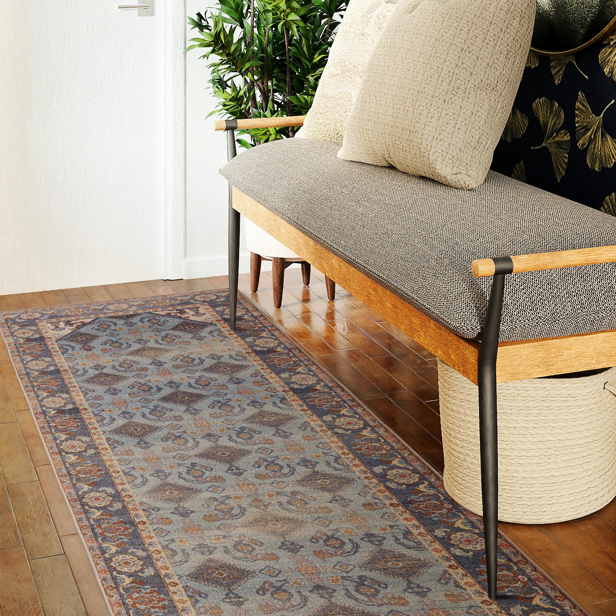 Click here for Linon Oakland Wesley 26 x 8 Runner Rug  Blue prices
