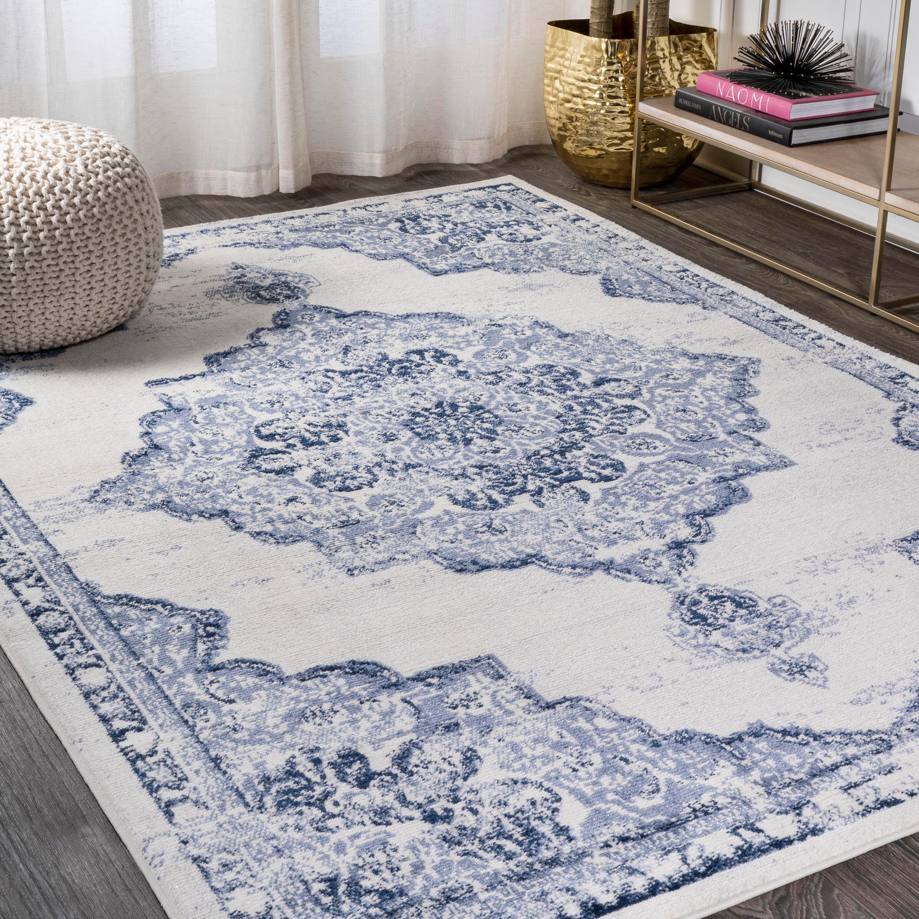 Click here for Jonathan Y Alhambra 3 x 5 Area Rug  White/Blue prices