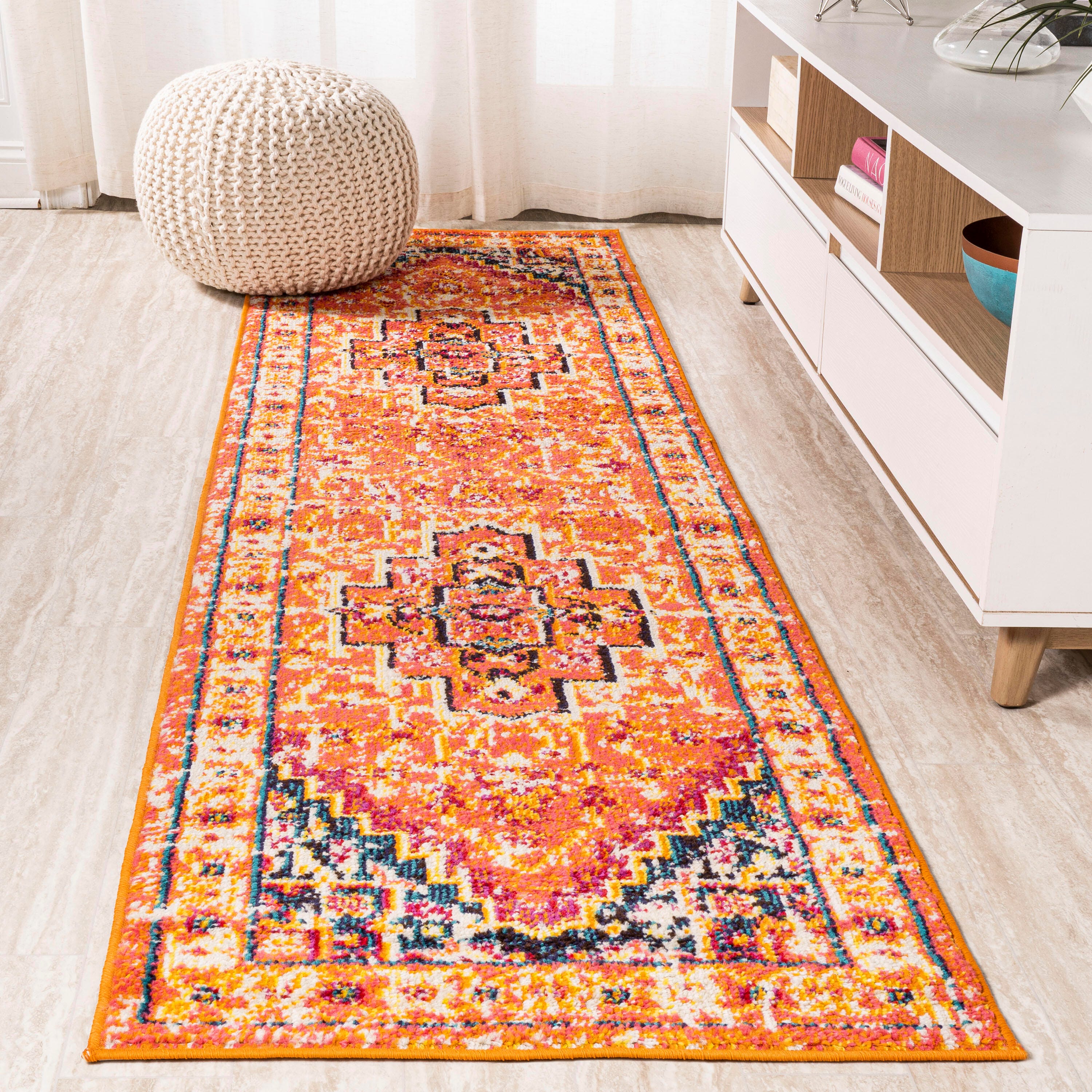 Click here for Jonathan Y Brooklyn 2 x 8 Runner Rug  Orange/Blue prices