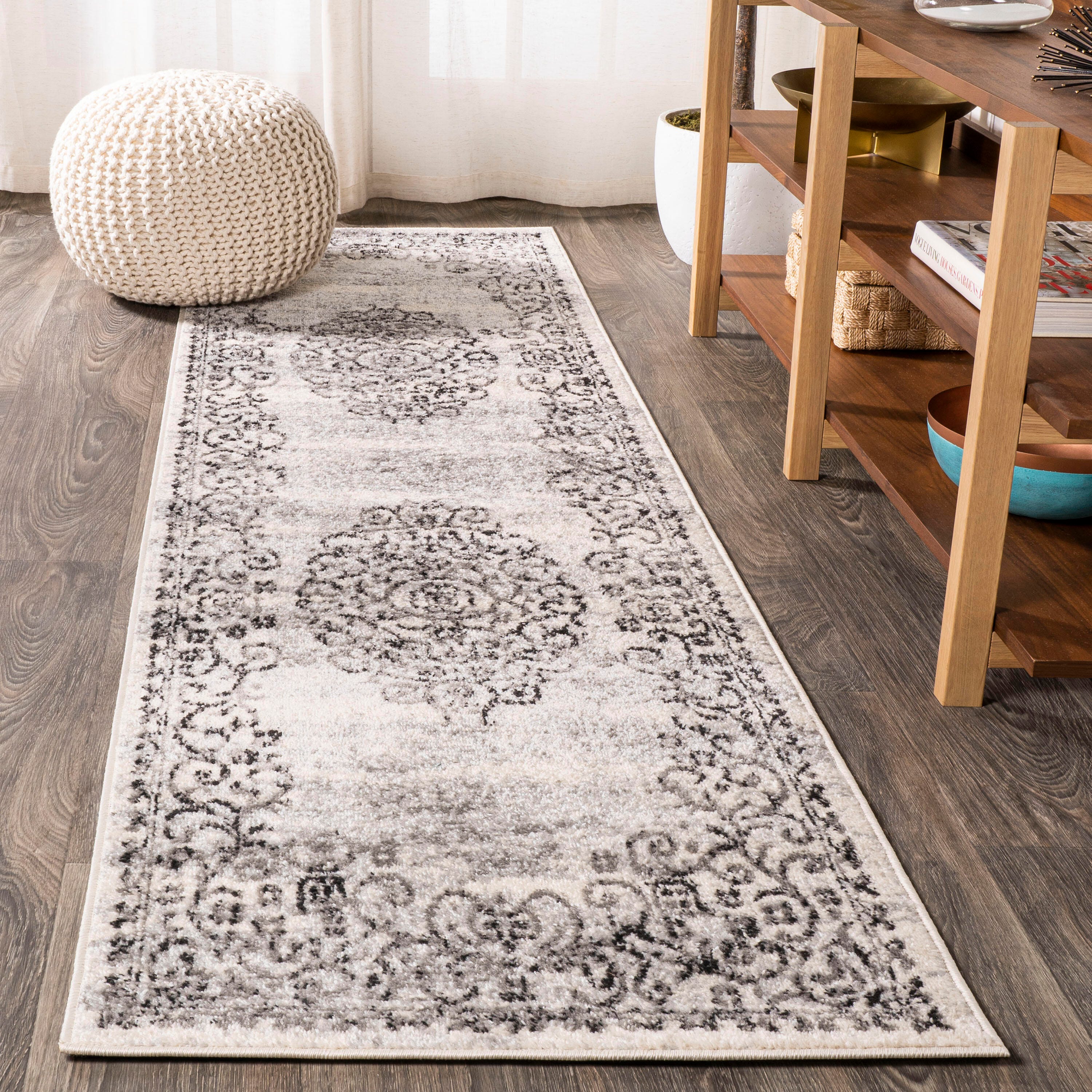 Click here for Jonathan Y Minori Filigree 2 x 8 Area Rug  Gray/Bl... prices
