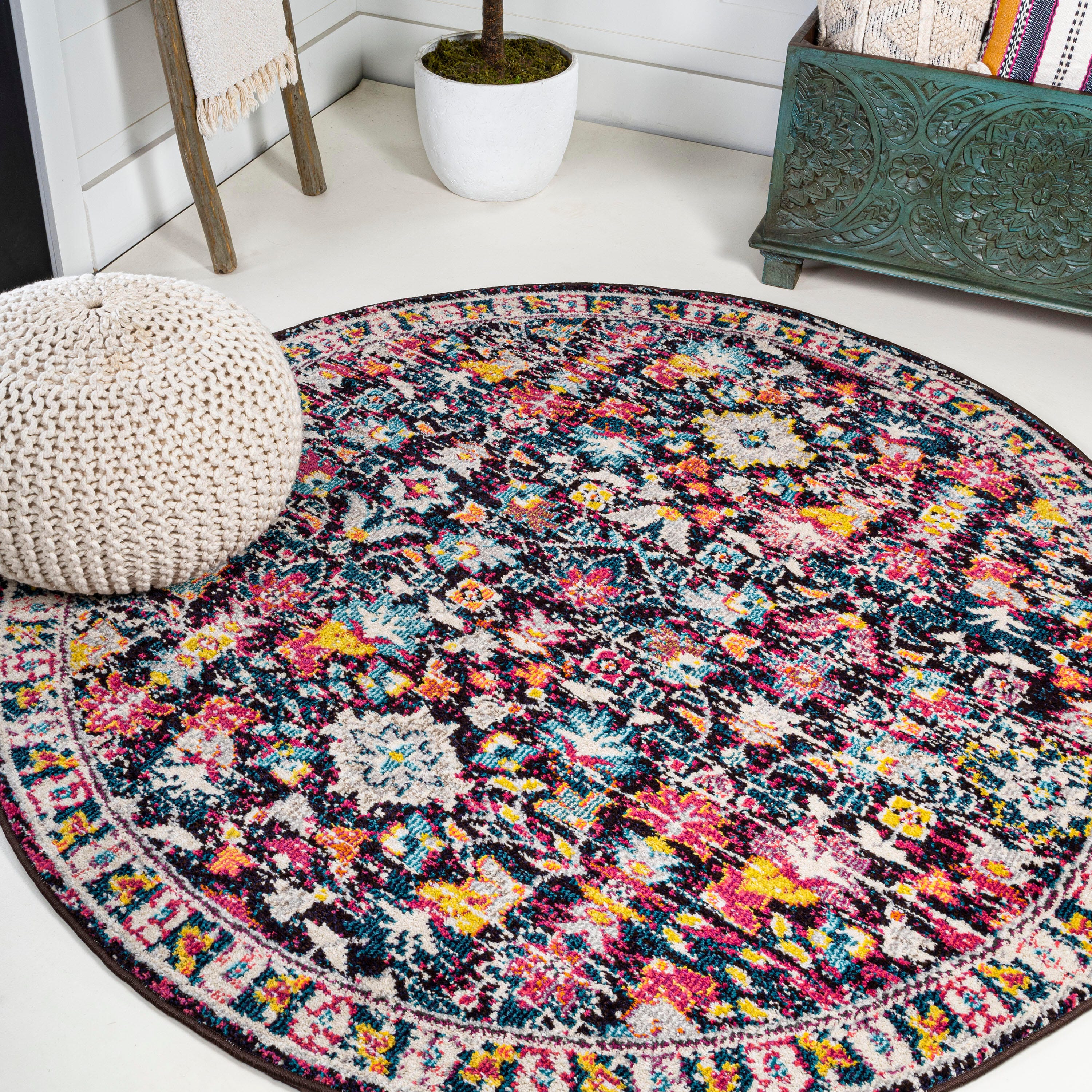 Click here for Jonathan Y Persian 5 x 5 Round Area Rug  Blue prices