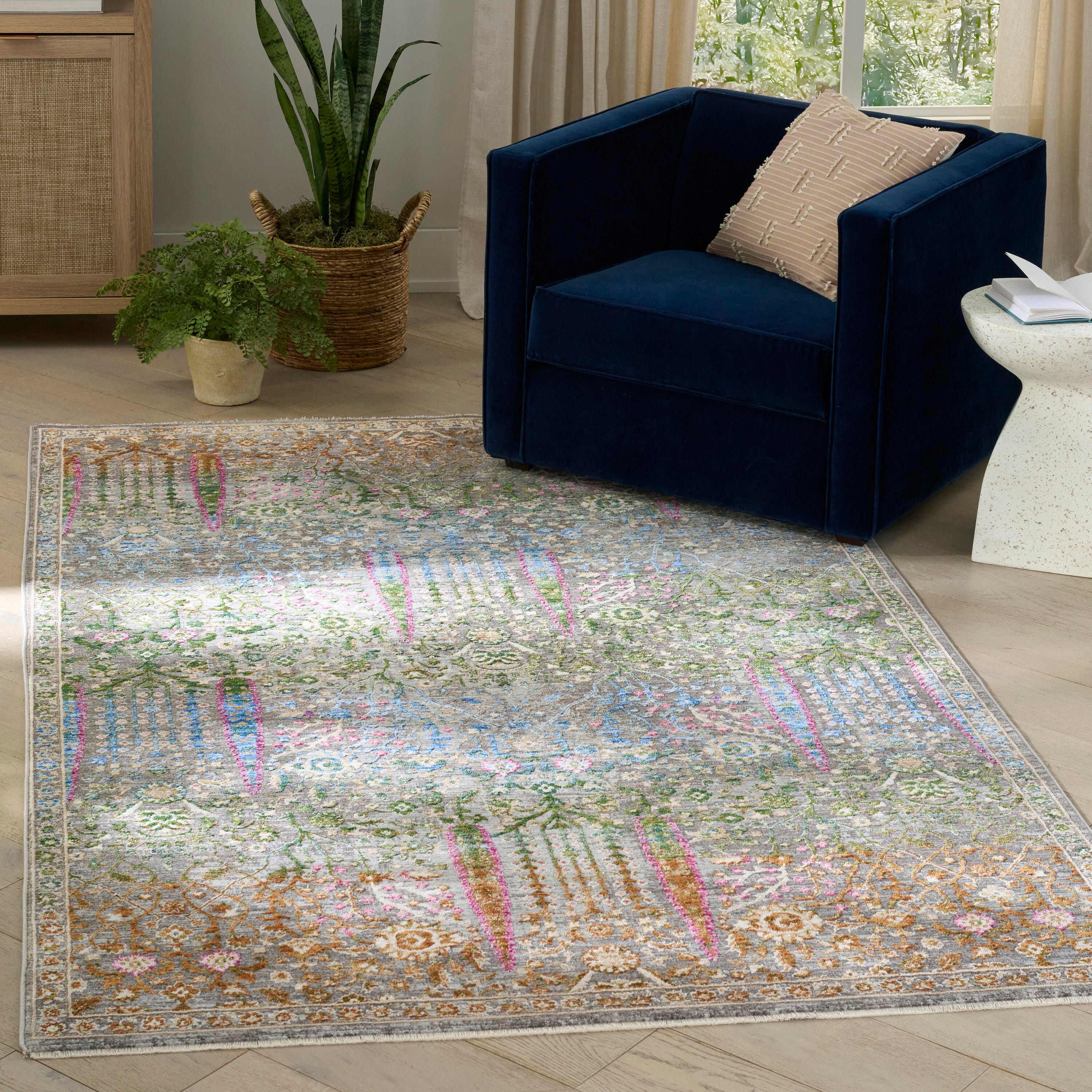 Click here for Nourison Home 5 x 8 Botanical Area Rug  Blue/Multi prices