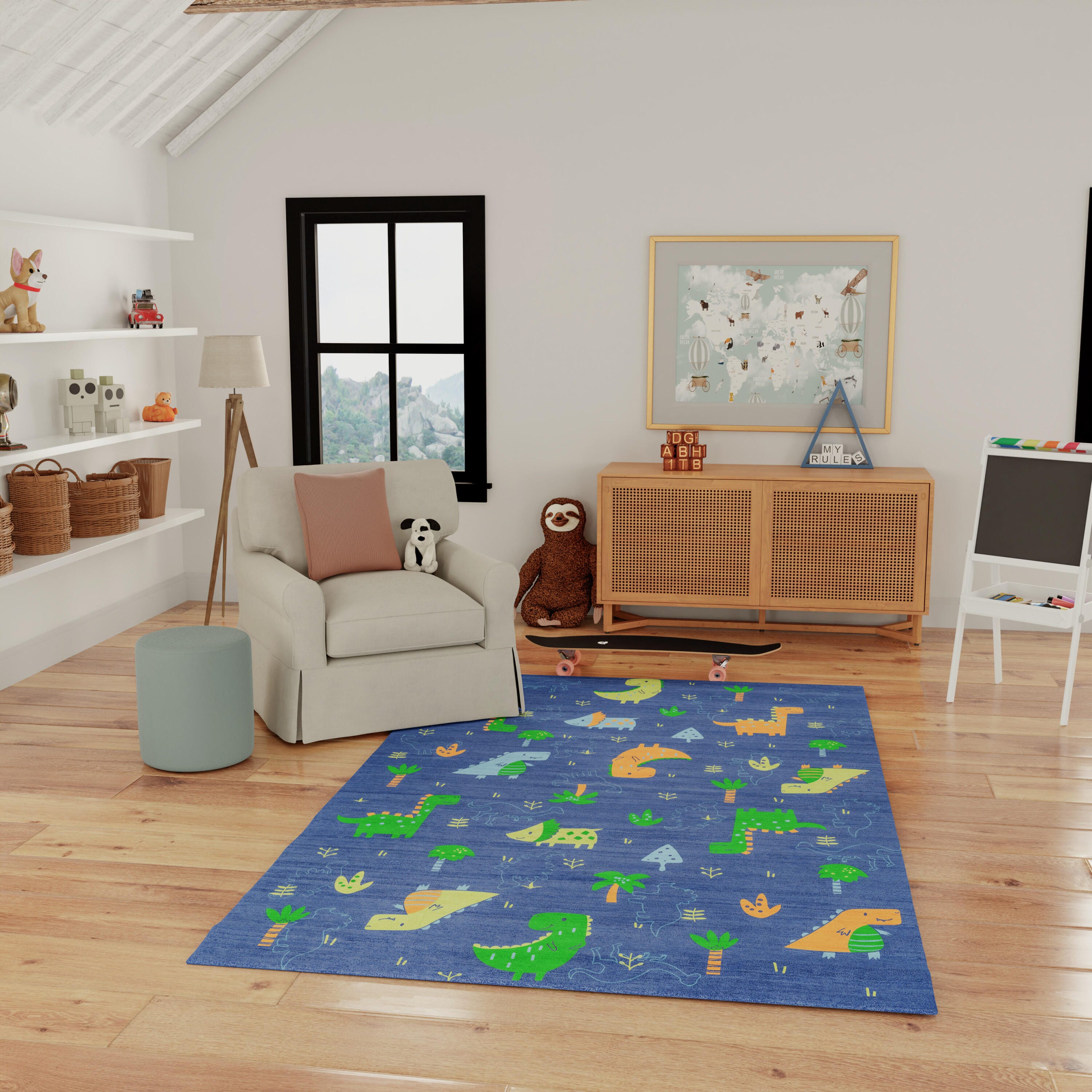 Click here for Nourison Home Dinosaurs 7 x 9 Area Rug  Navy/Multi prices